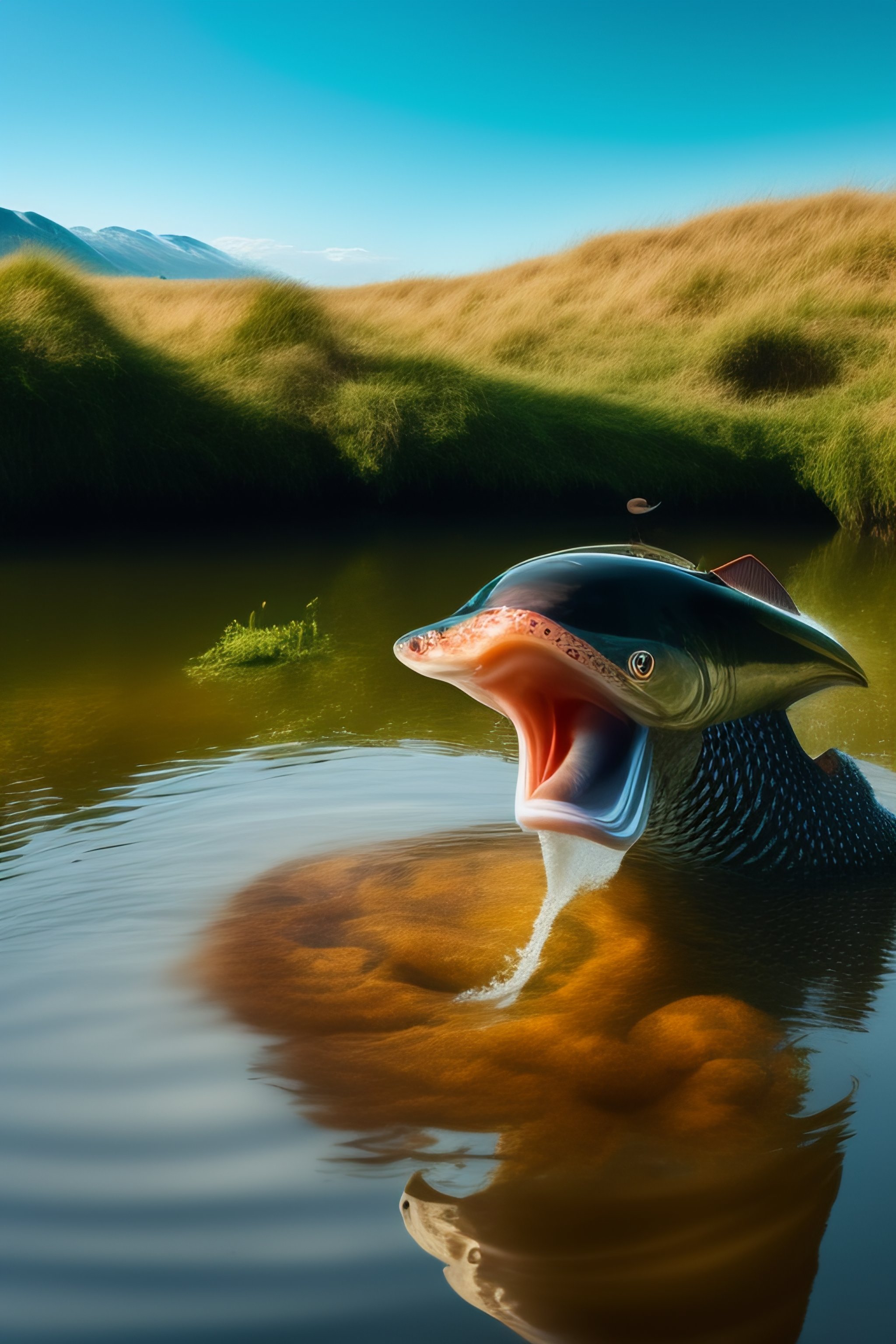 Lexica - Anaconda in the water eating a fish