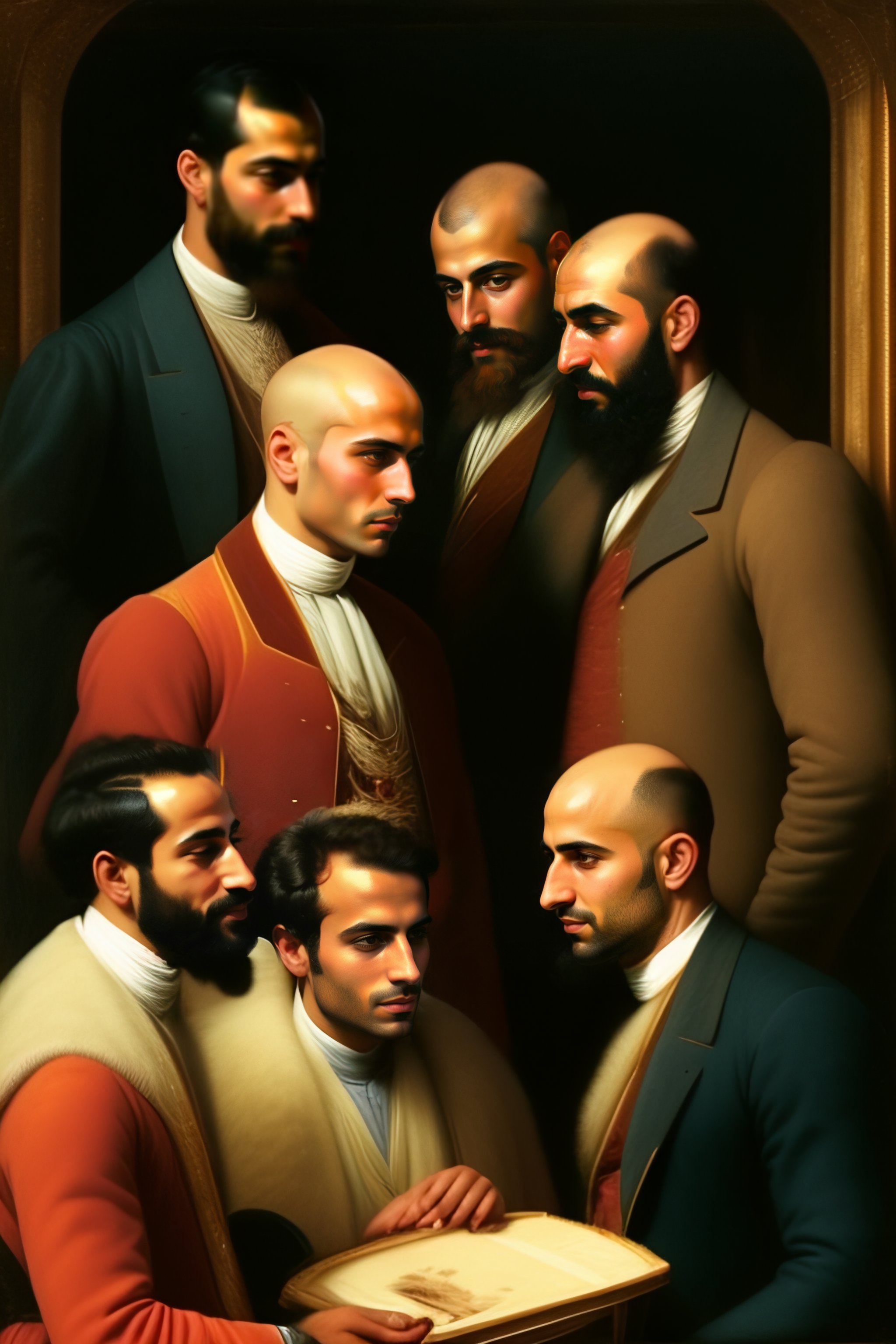 Lexica - One bald iranian young man with four young dutch men