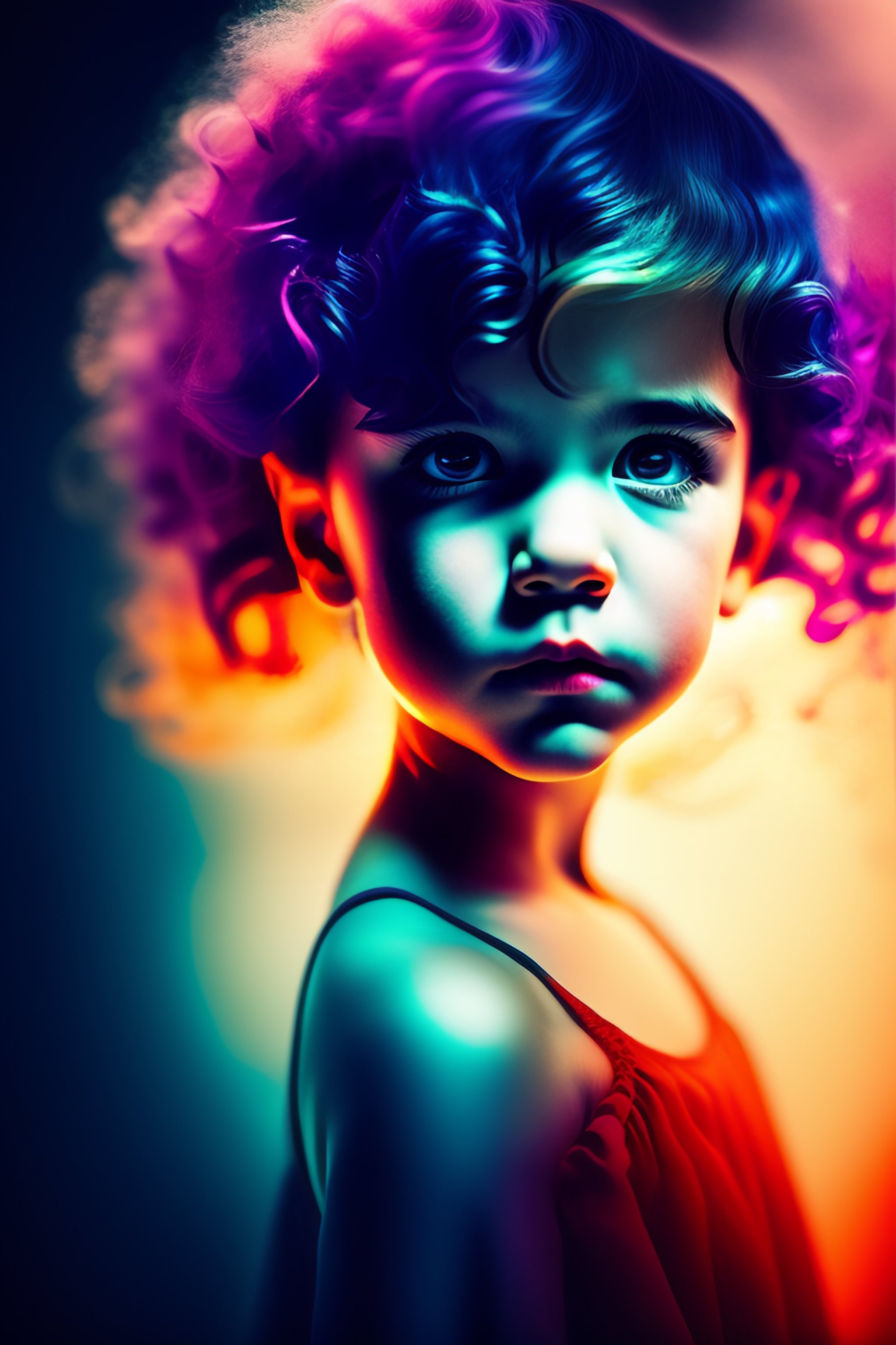 Lexica - A small girl looking intensely at the camera, Romantic ...