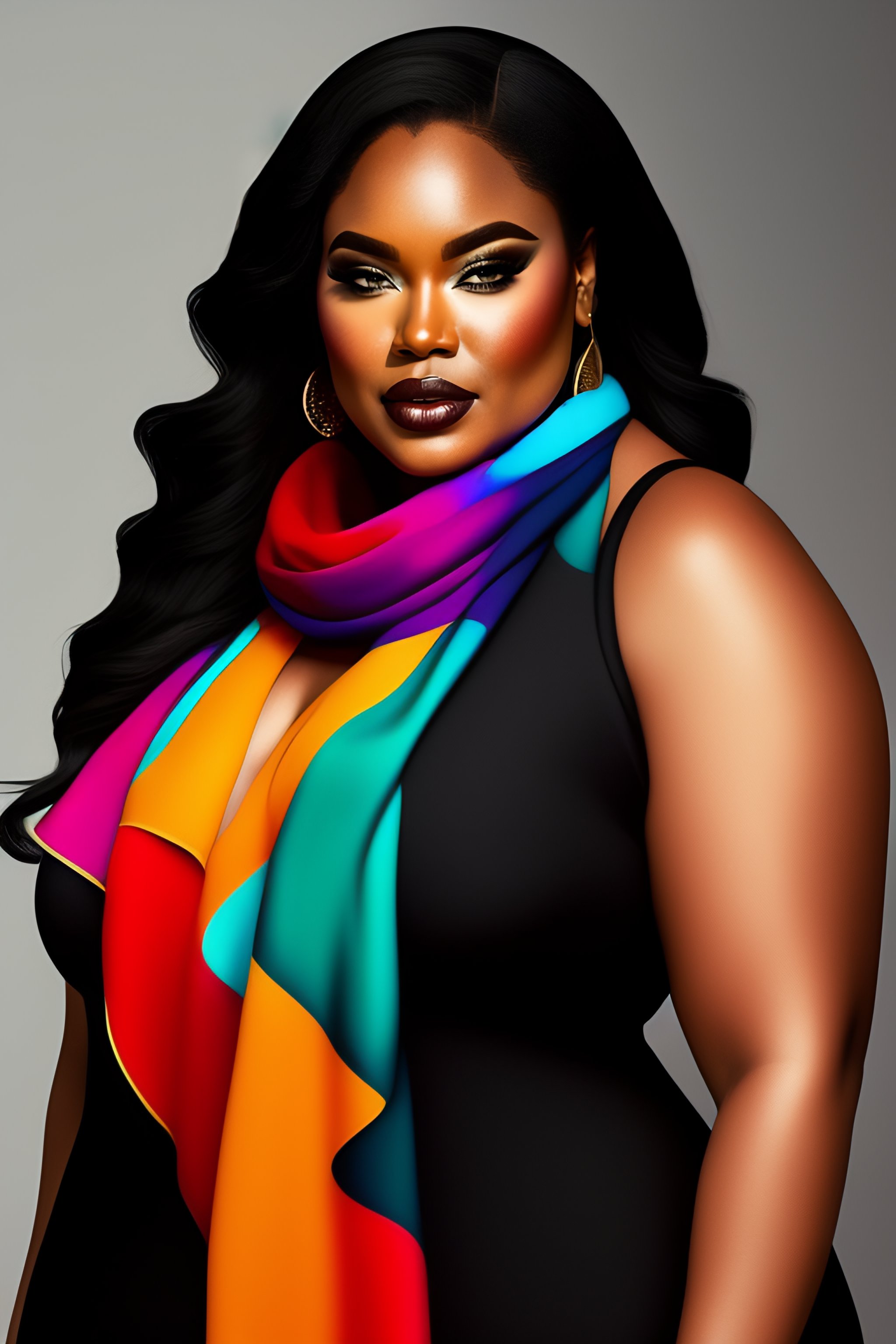 Lexica - Fashion show plus size cothic women with black tanktop and 3d ...