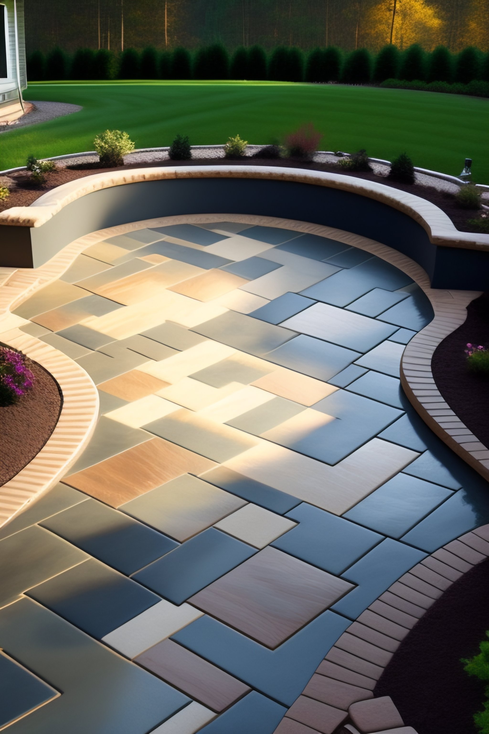 Lexica - Beautiful stamped concrete patio using random stone stamp pattern