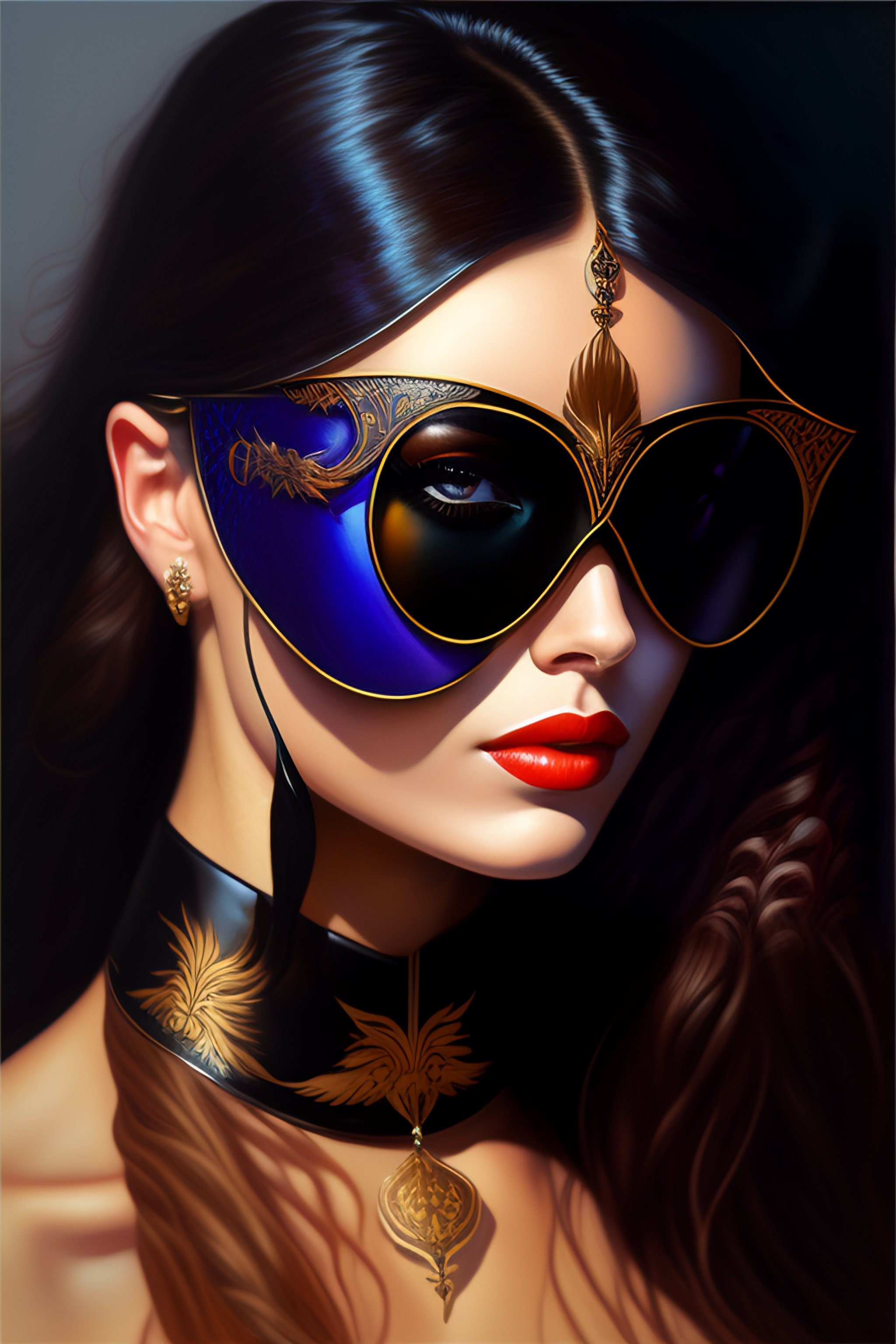 Lexica - Portrait of a young woman in a raven masquerade mask, dark ...