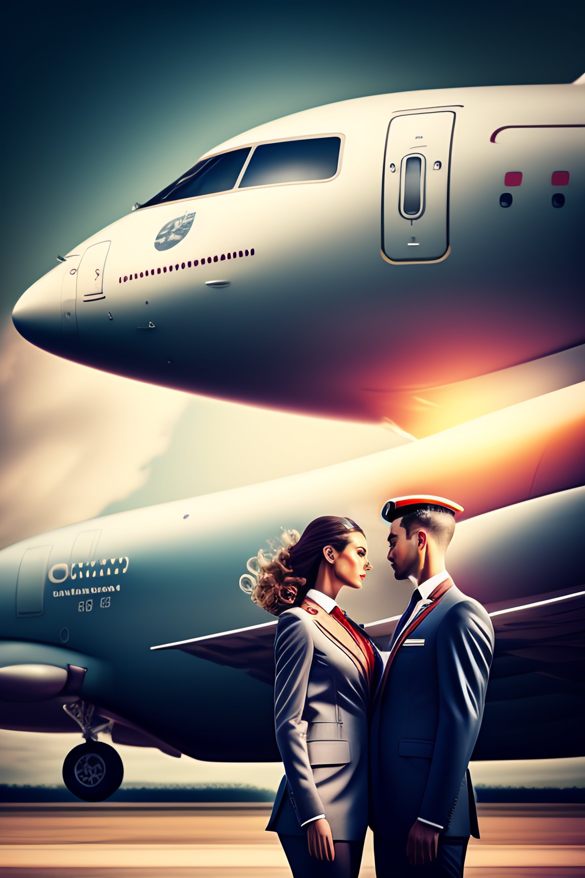 Lexica - Book cover for a Modern day female flight attendant facing ...