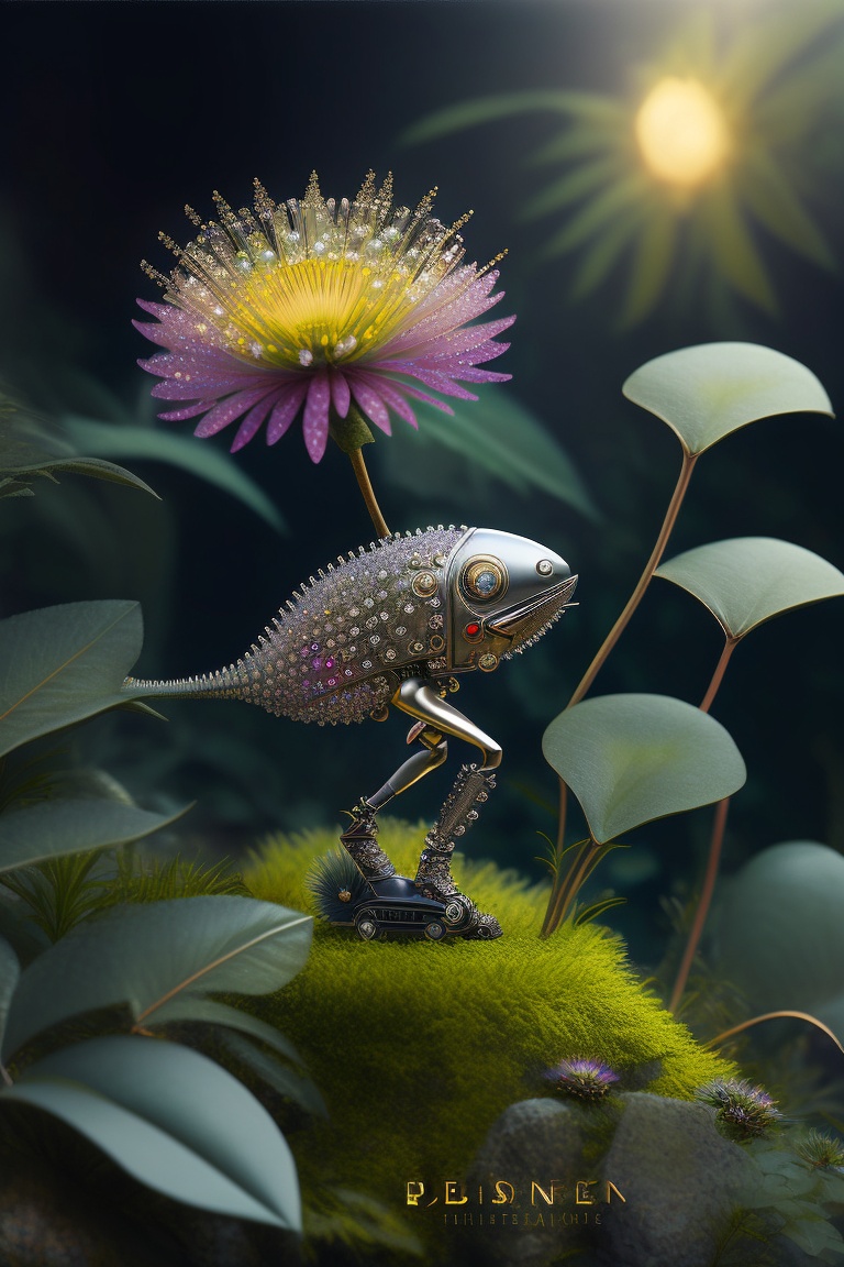 Lexica - Magic trippy silver 1950;s spiked robot with attitude, jewel ...