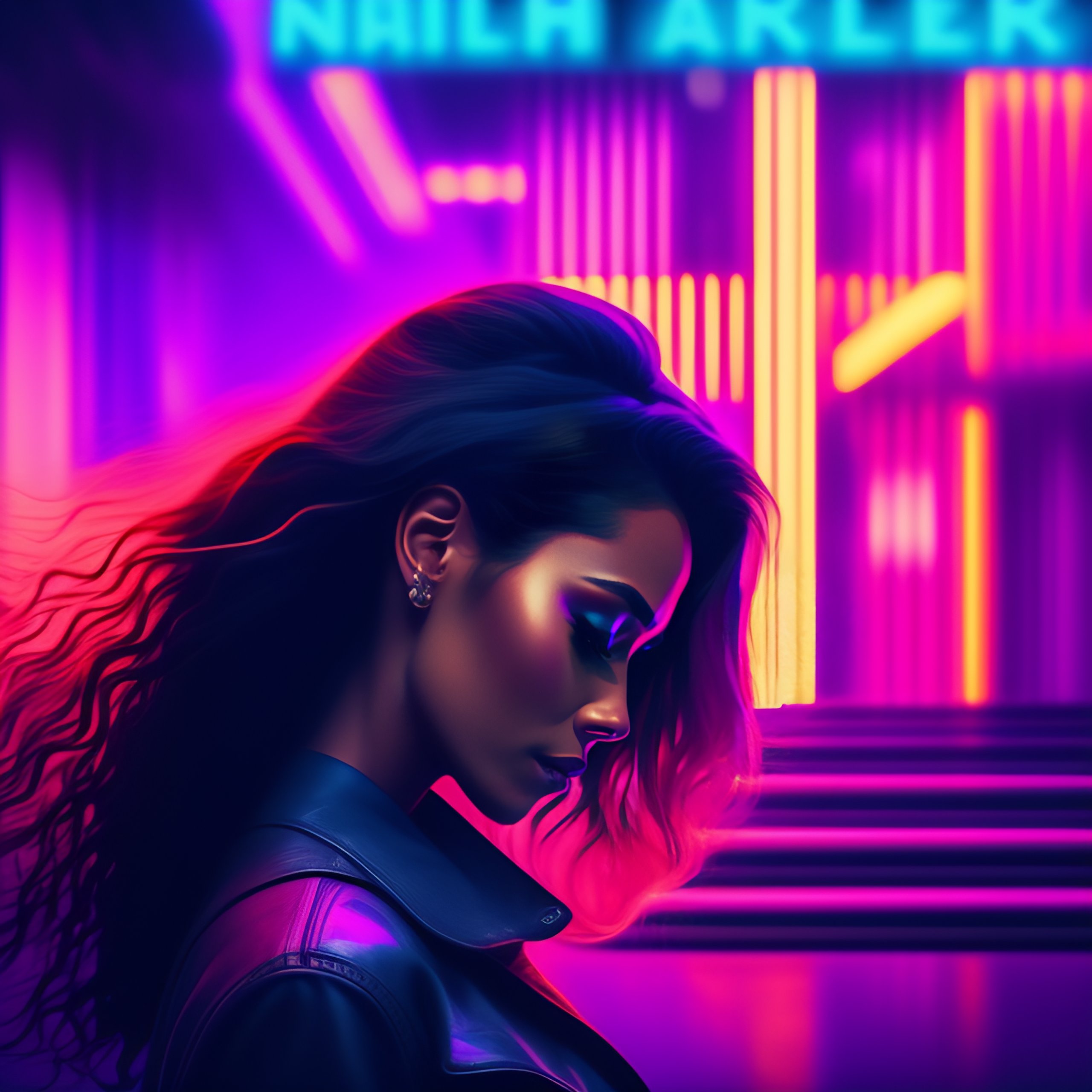 Lexica - Woman in a room falls down. Synthwave