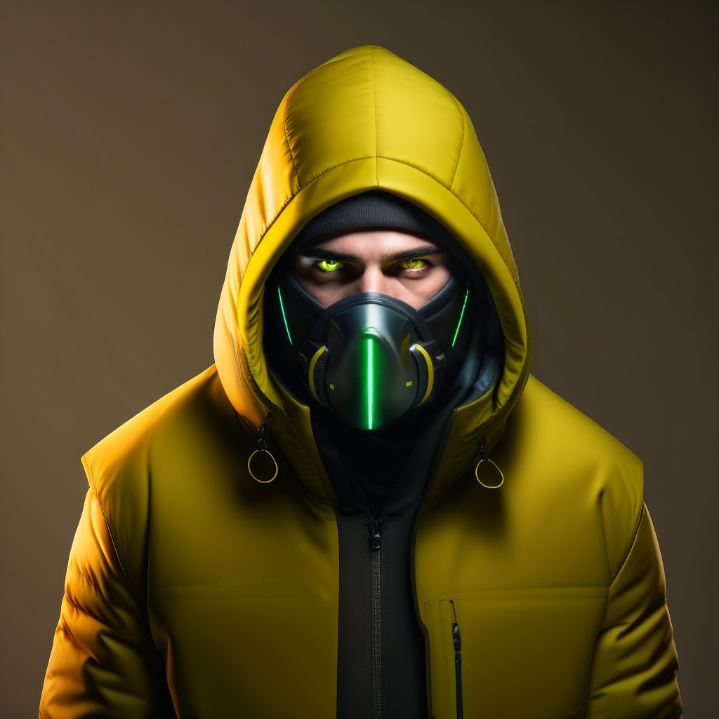 Lexica - Male character, yellow, with hood, full face mask, neon yellow ...