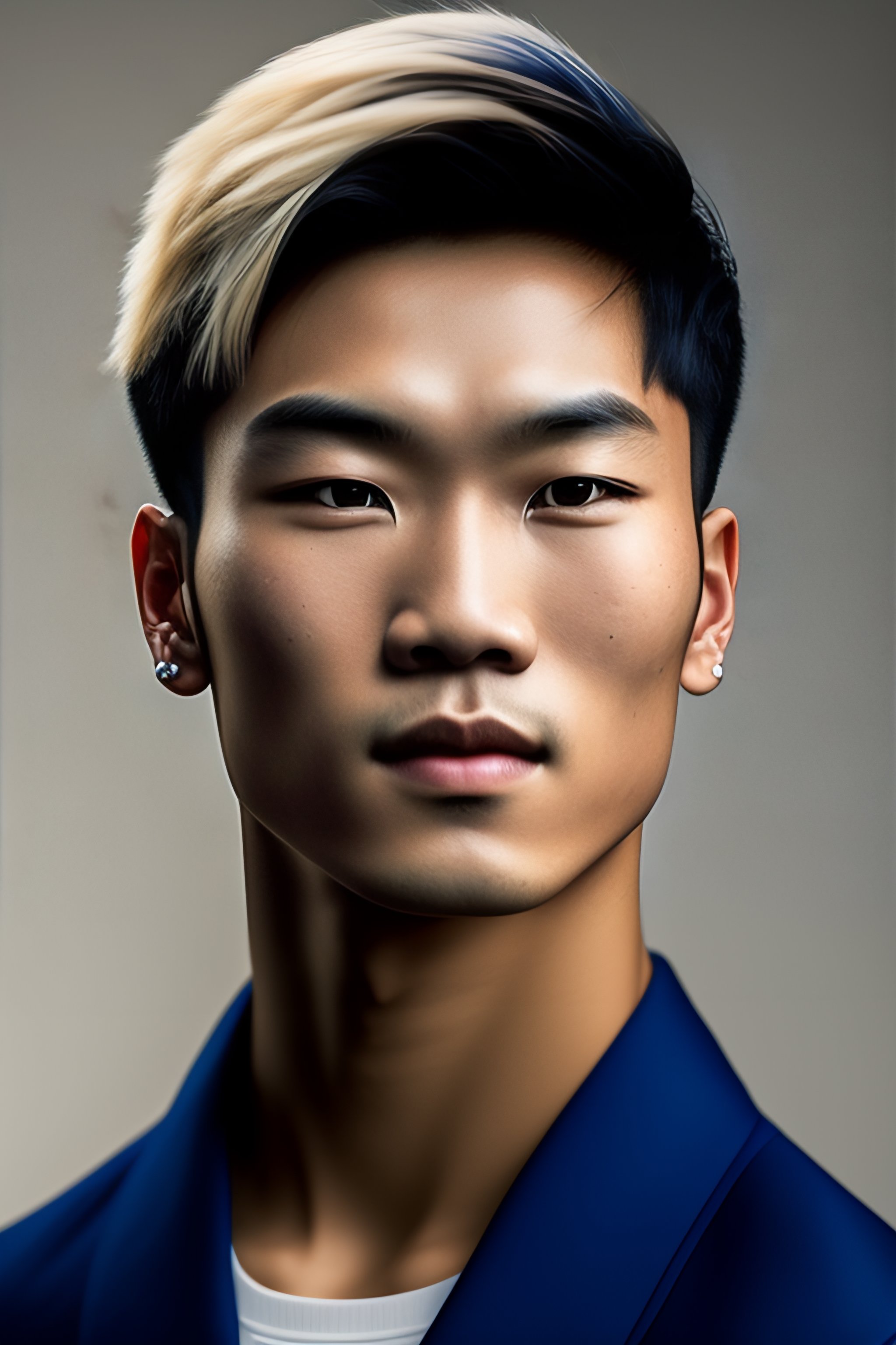 Lexica - Portrait of a young male adult of Asian descent with blue eyes ...