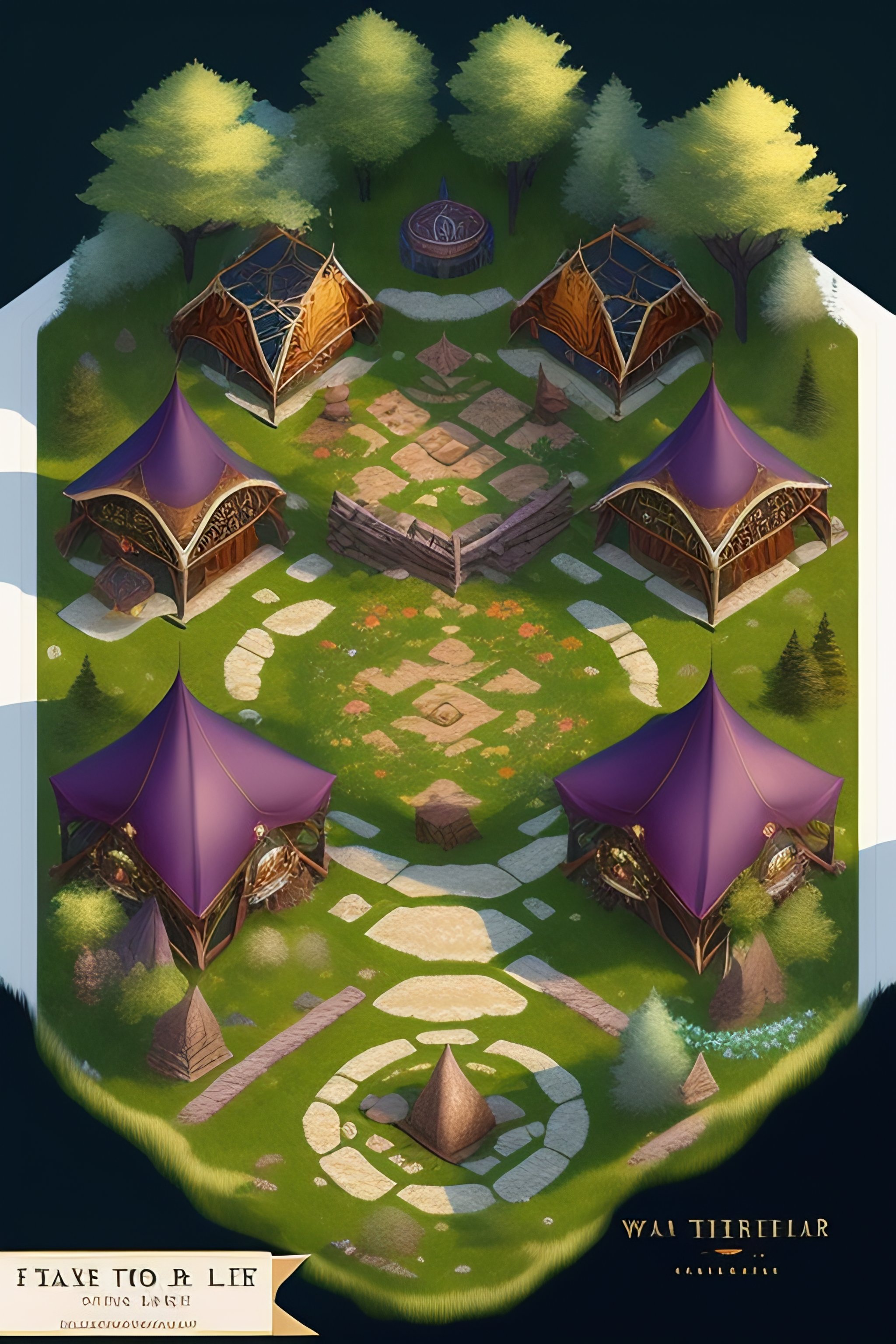 Lexica - Full - color fantasy floor plan battle map of a woodland ...