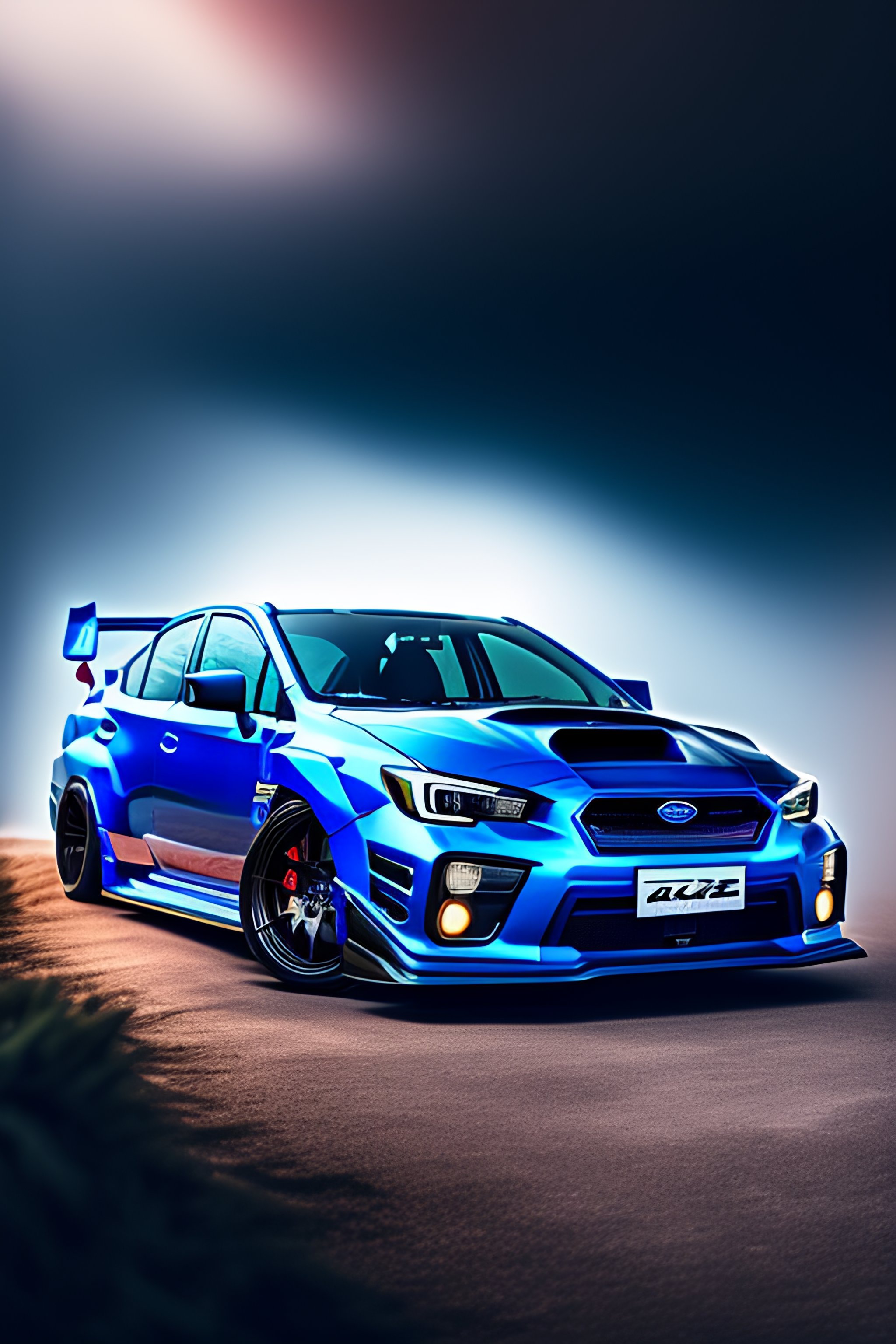 Lexica - An subaru wrx 2004 blue, tunning, render, octane in a night time