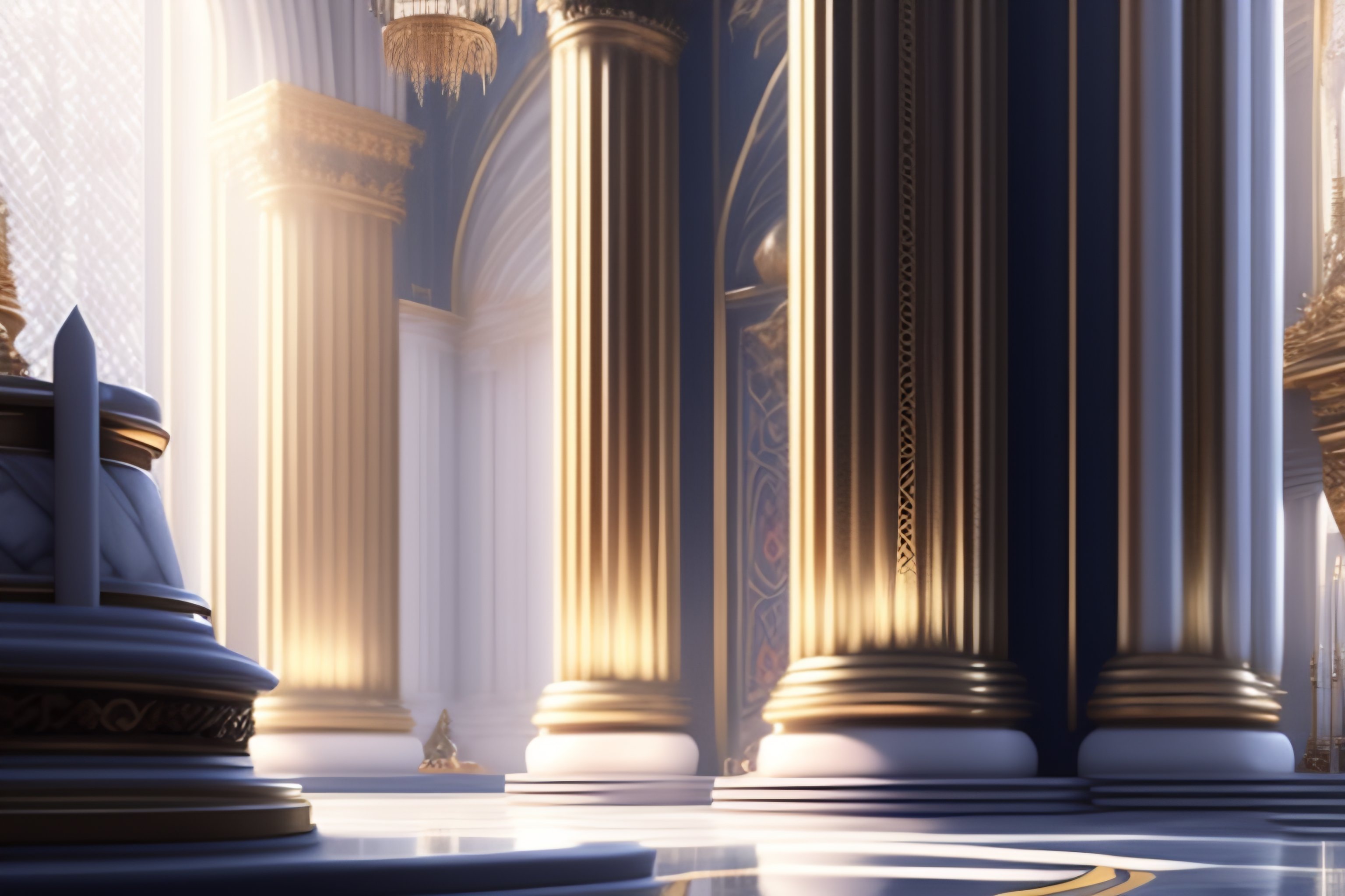 Lexica - A crowded throne room, white marble, god rays, epic cityscape ...