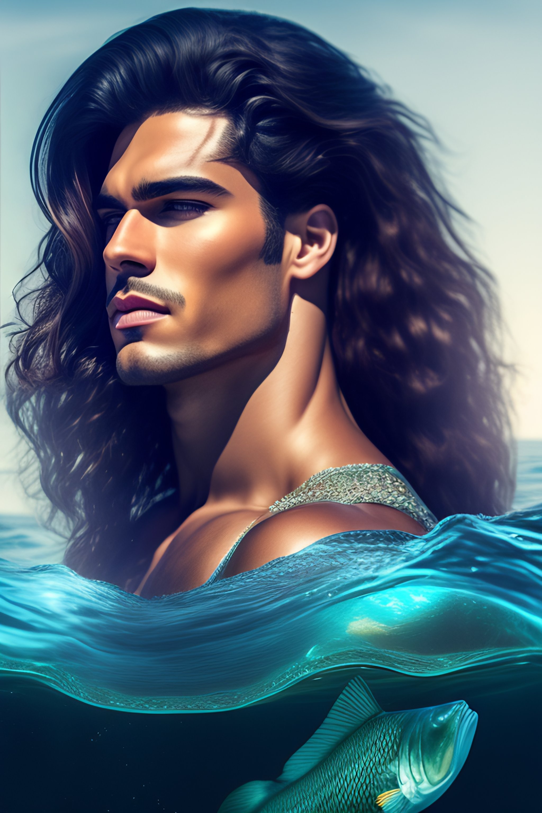 Lexica - Handsome male mermaid