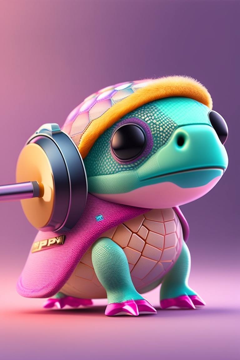 Lexica - A pink baby turtle,playing the guitar and singing into the ...