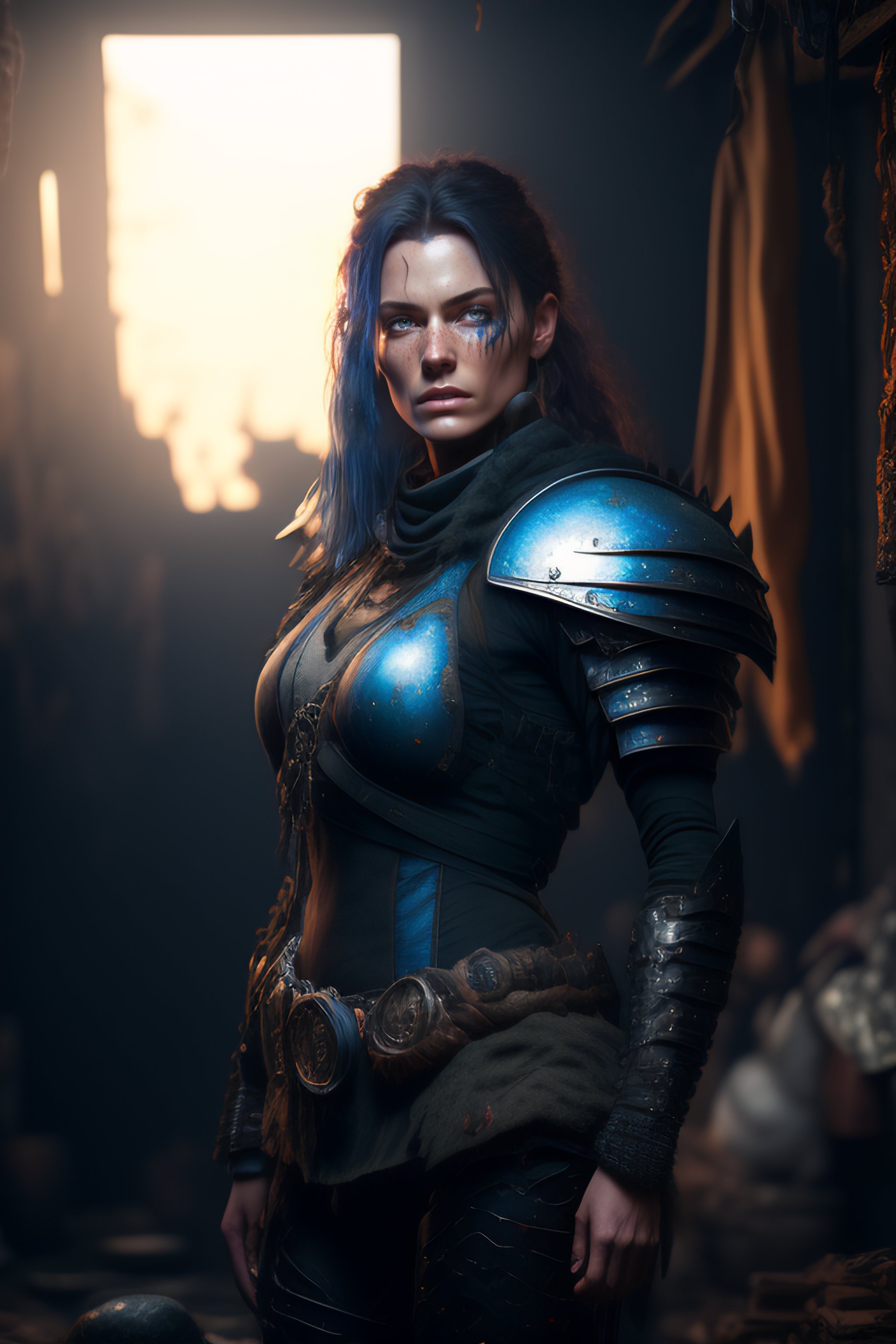 Lexica - Dark and gloomy full body 8k unity render, female cyborg, Blue ...