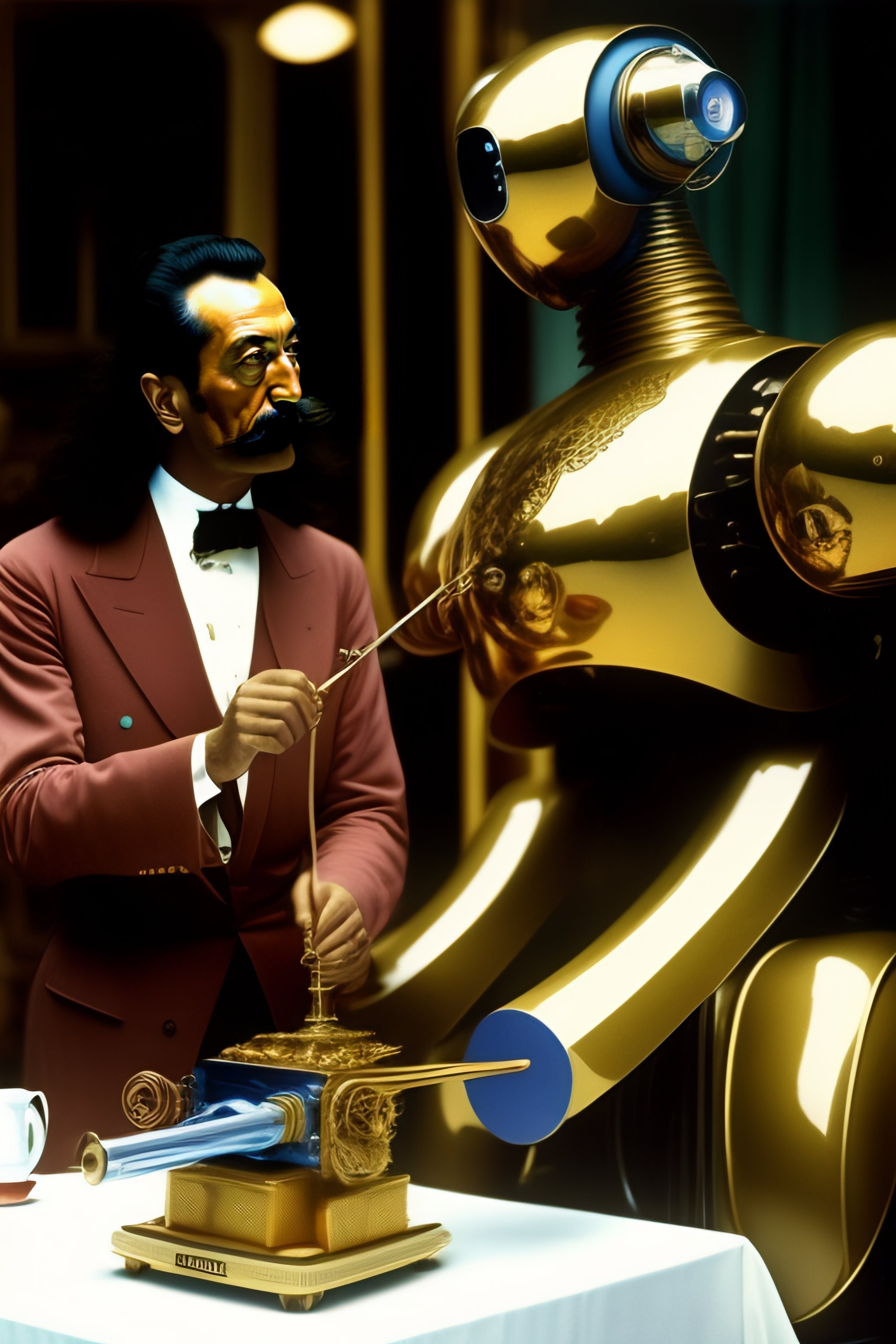 Lexica - Salvador Dali as a robot, he is painting a picture of another ...