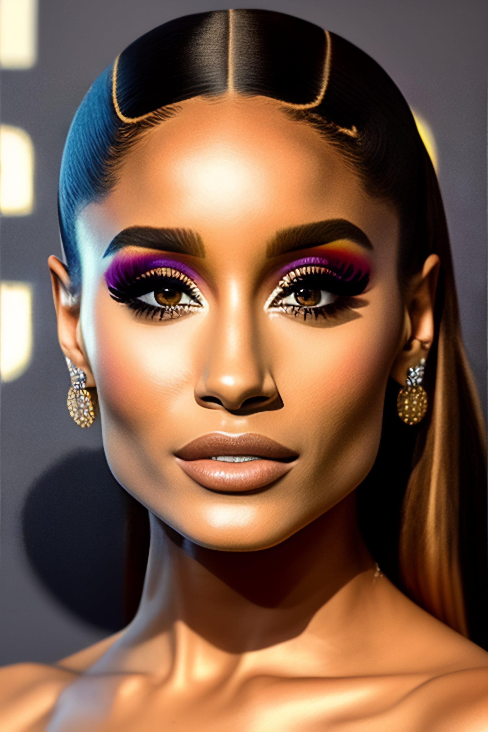 Lexica - HD realistic photograph of Ariana Grande. Zoomed in face portrait. Beautiful 130mm ...