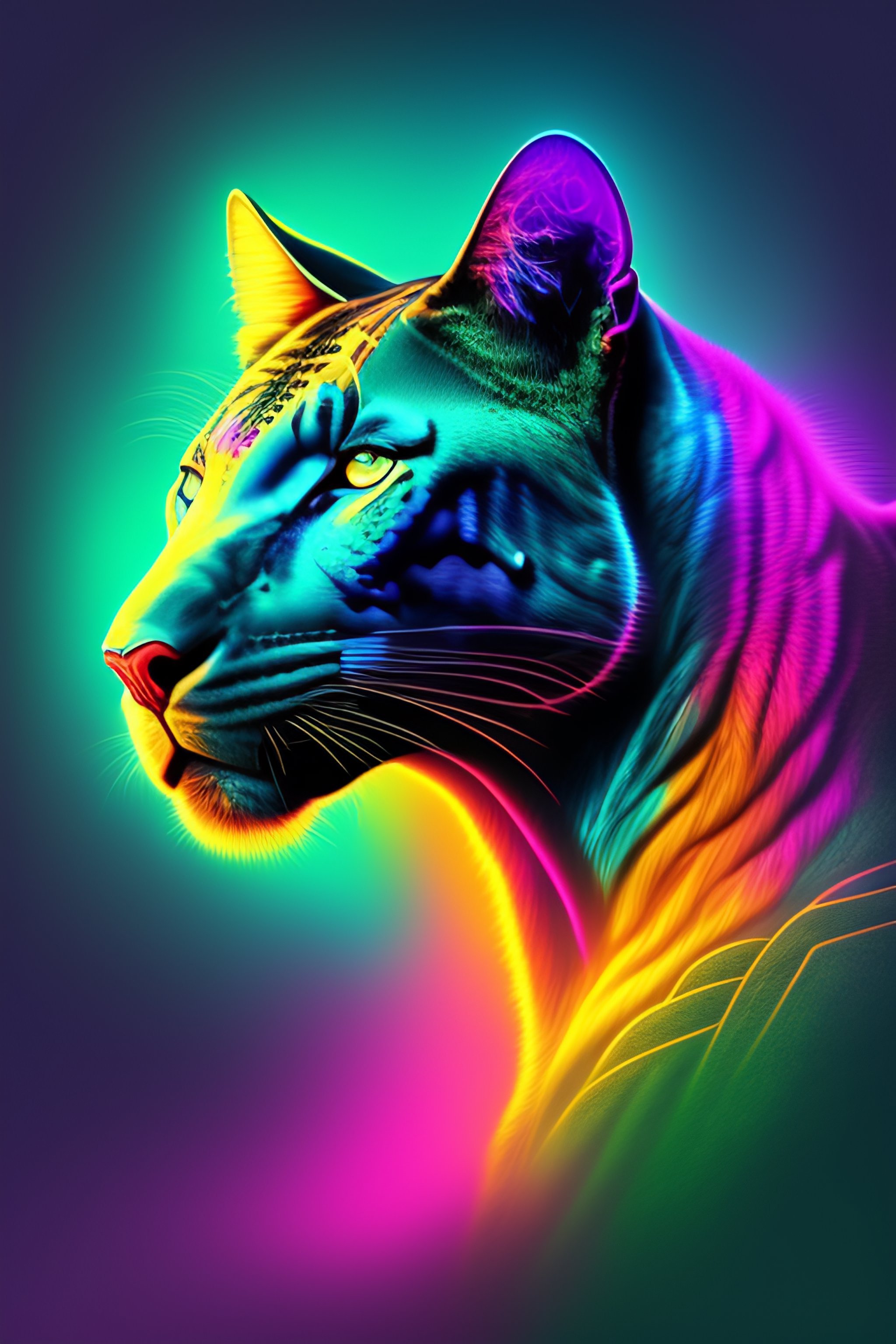 Lexica - Digital panther, retrowave palette, highly detailed ...