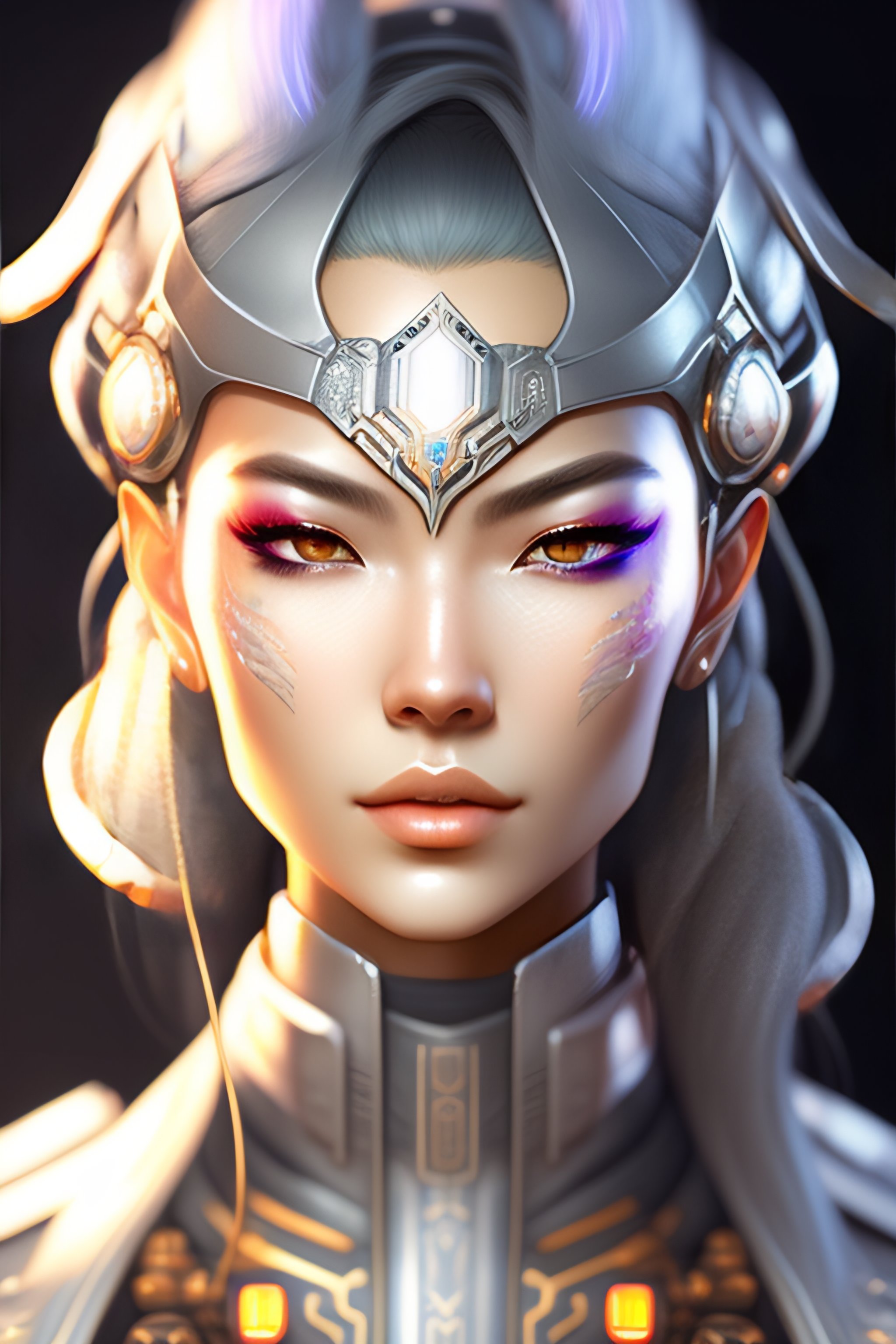 Lexica - Right facing, Portrait of a cyberpunk white cyborg ninja ...