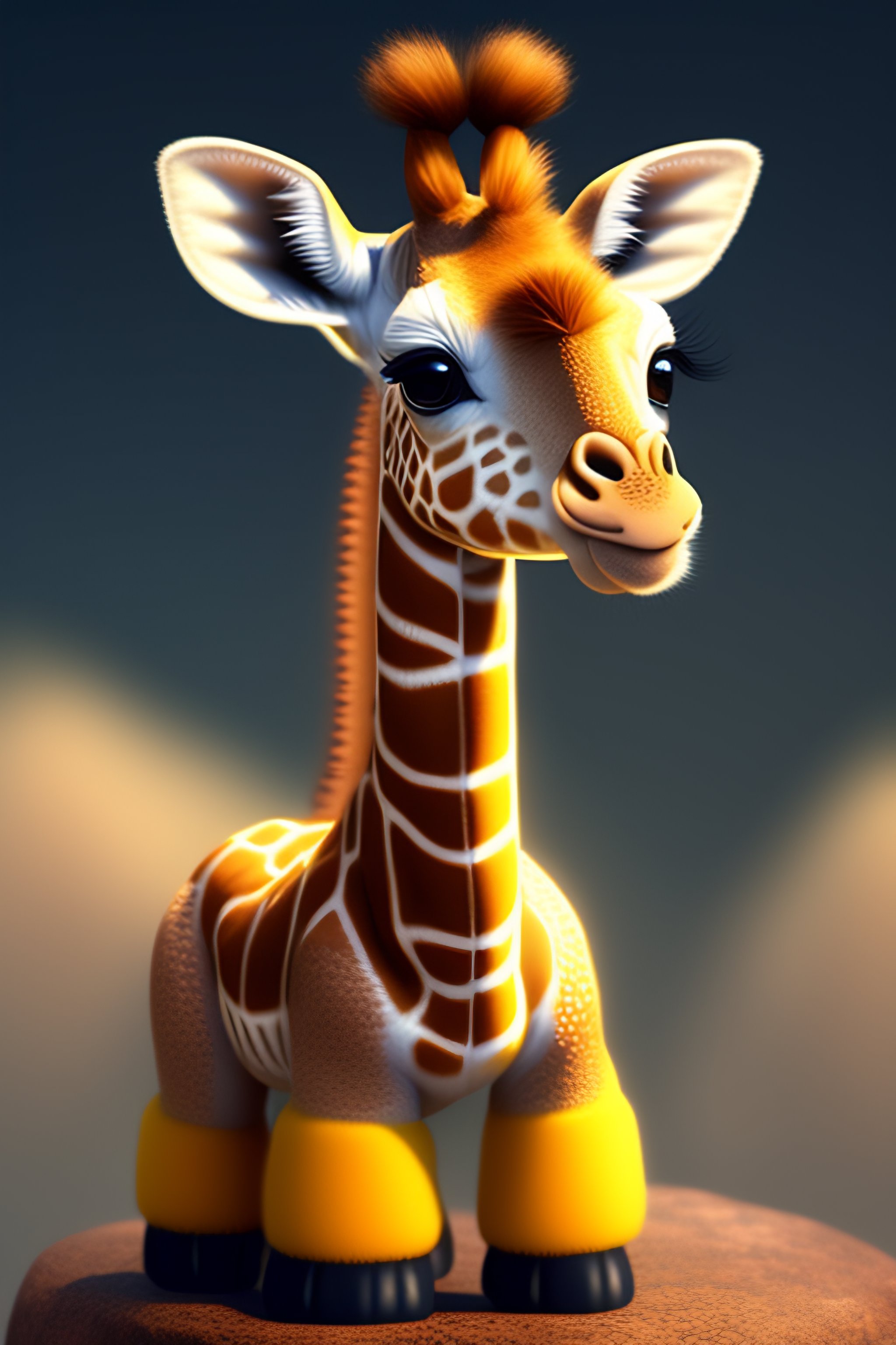 Lexica - Cute and adorable cartoon fluffy baby giraffe , fantasy ...