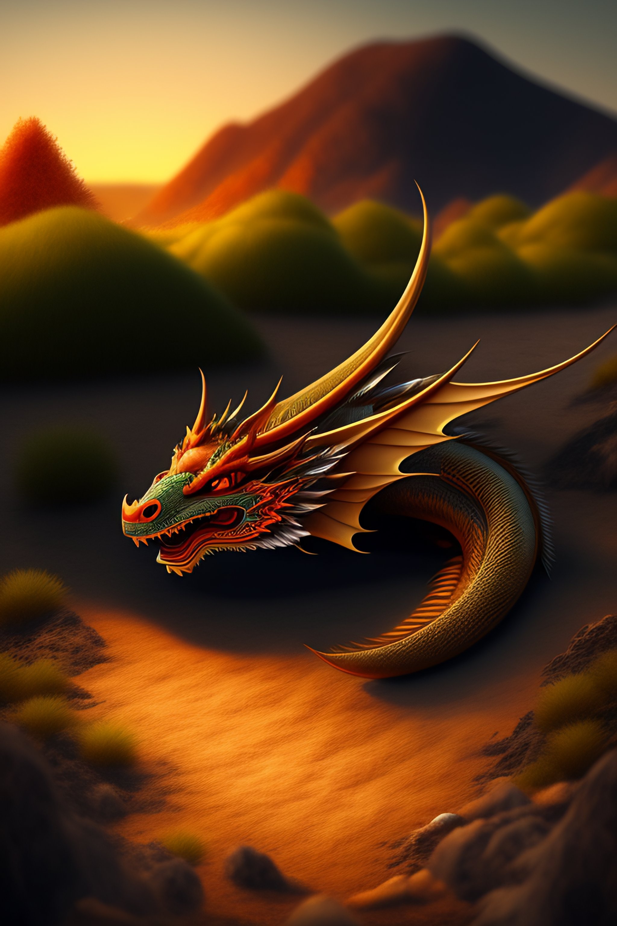 Lexica - Eastern dragon, ground, 2D