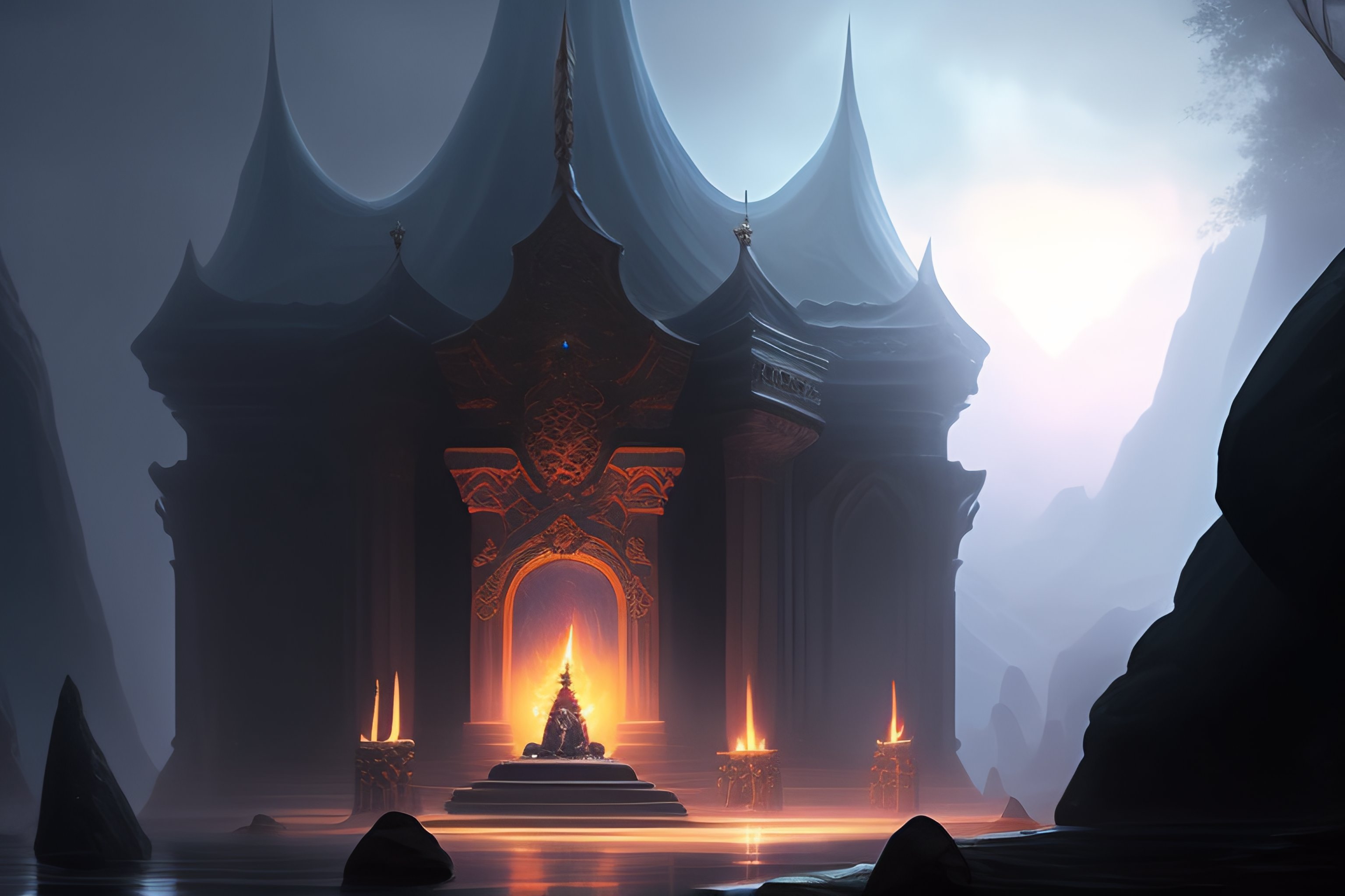 Lexica - Establishing shot of an epic demonic summoning ritual ...