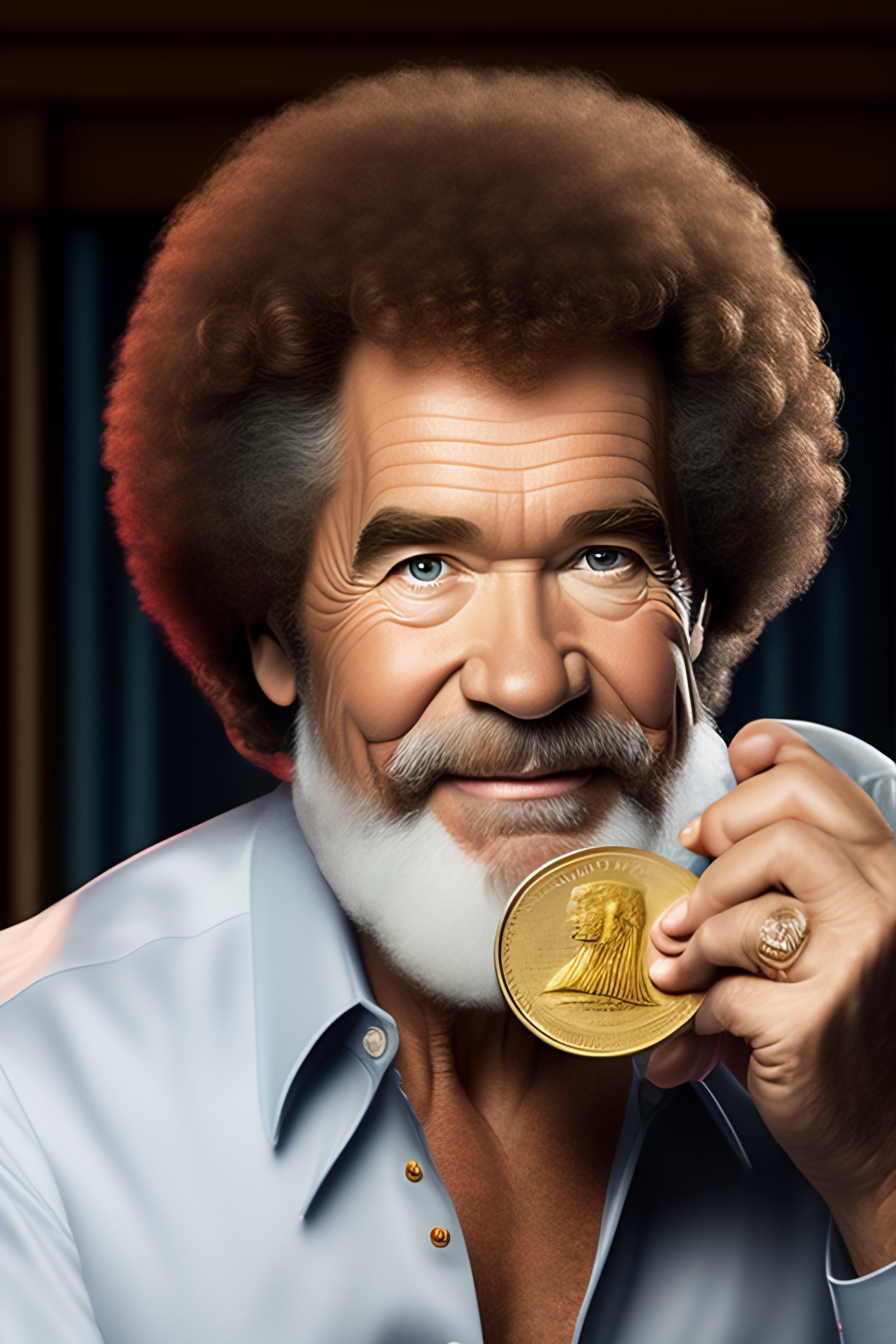 Lexica - Hyper-realistic, bob ross with circular wrinkles around his ...