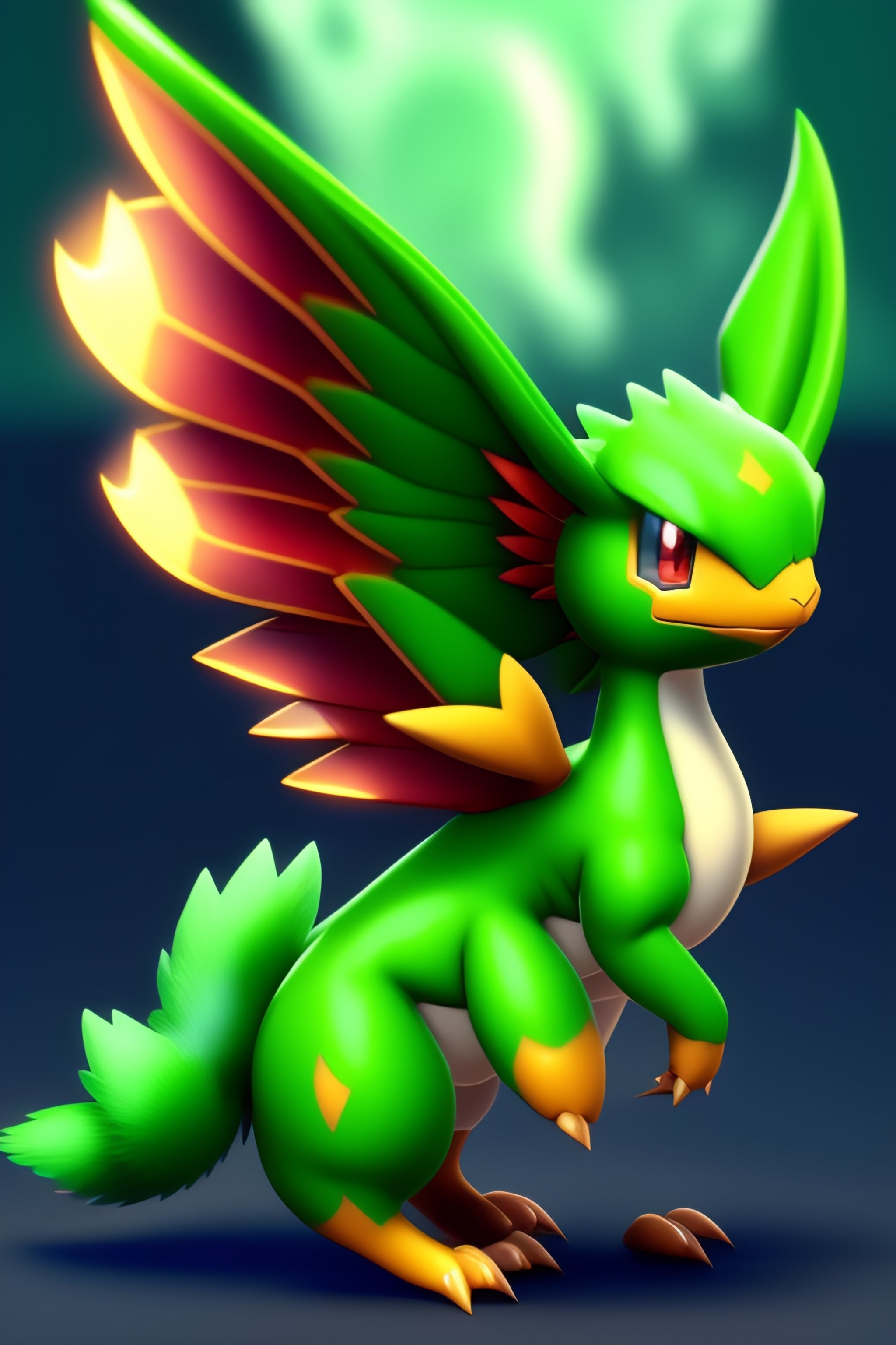 Lexica - Green pokemon with wings that can breathe fire