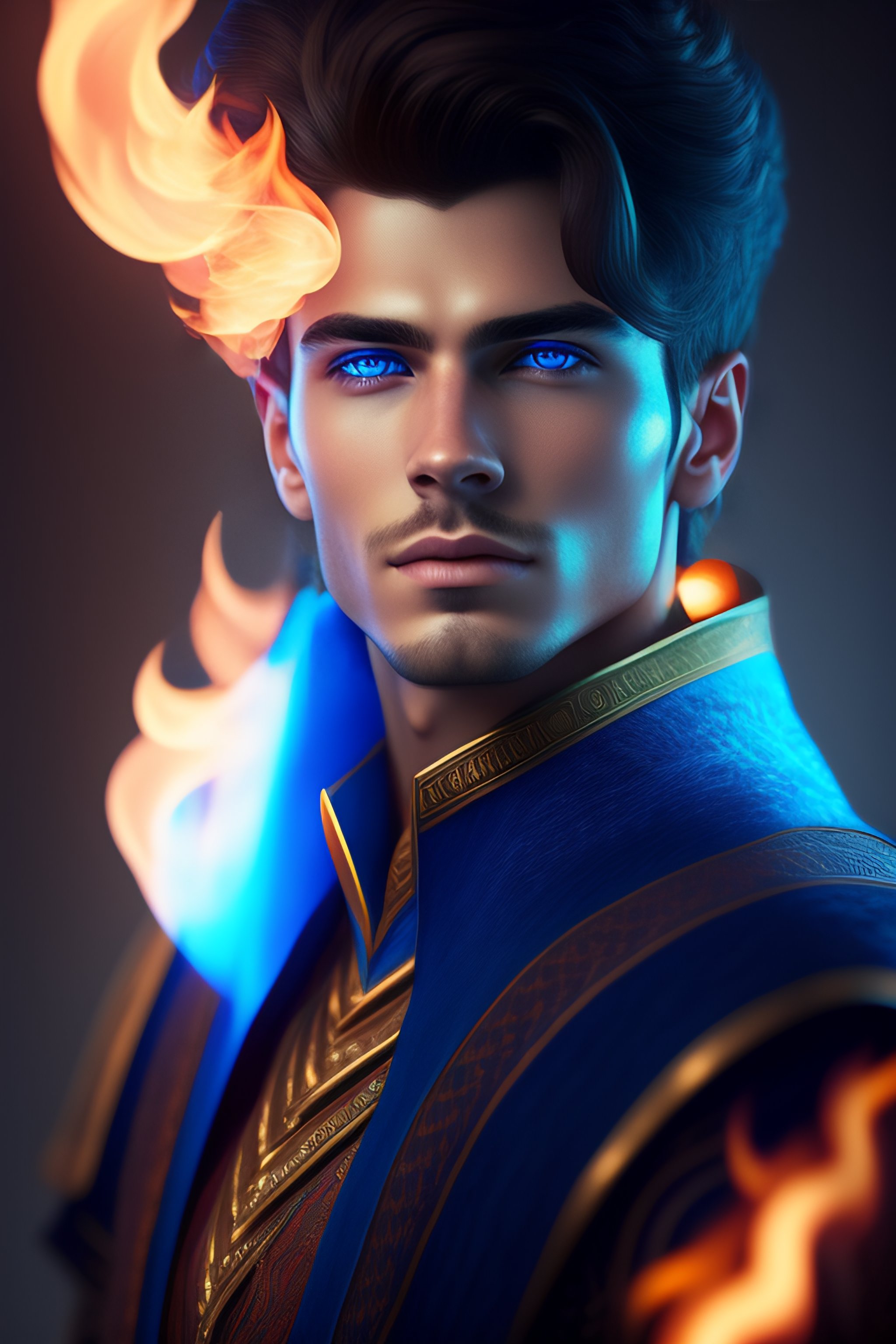 Lexica - Beautiful portrait of a young male wizard wearing a fancy blue ...