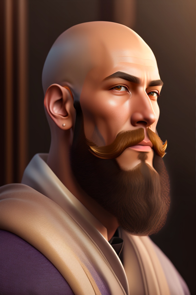 Lexica - A bald monk with beard and lenses,hd hyper realistic, clear ...