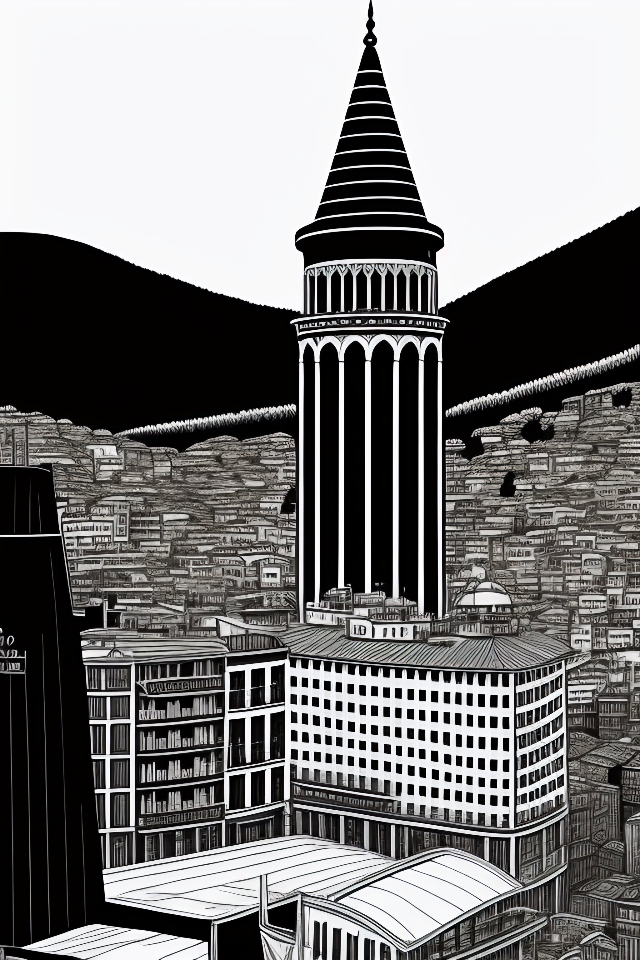 Lexica - An ultra detailed black and white illustration of a lonely and ...