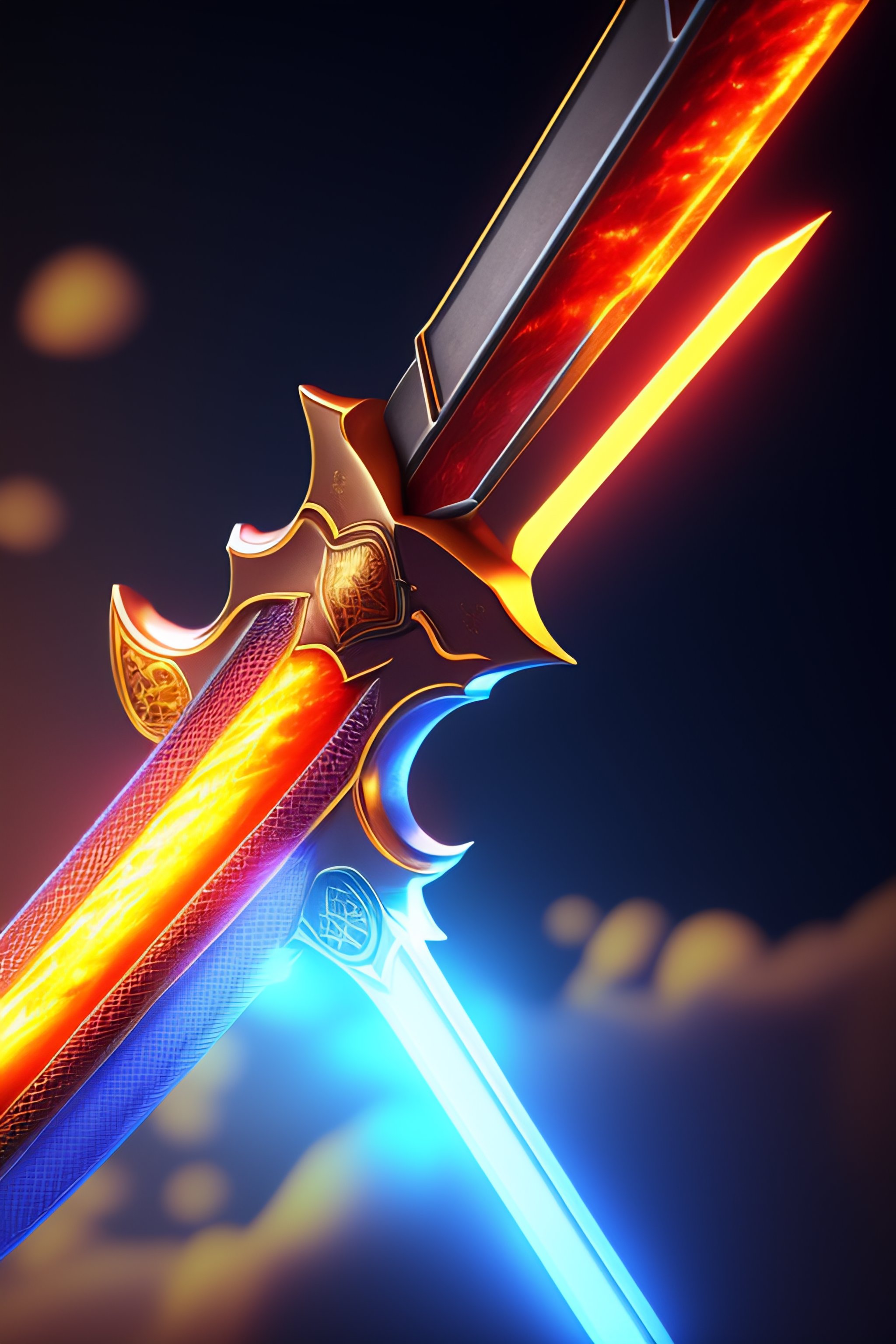 Lexica - Cyberpunk sword, sword effect, detailed fire aura, anime by ...