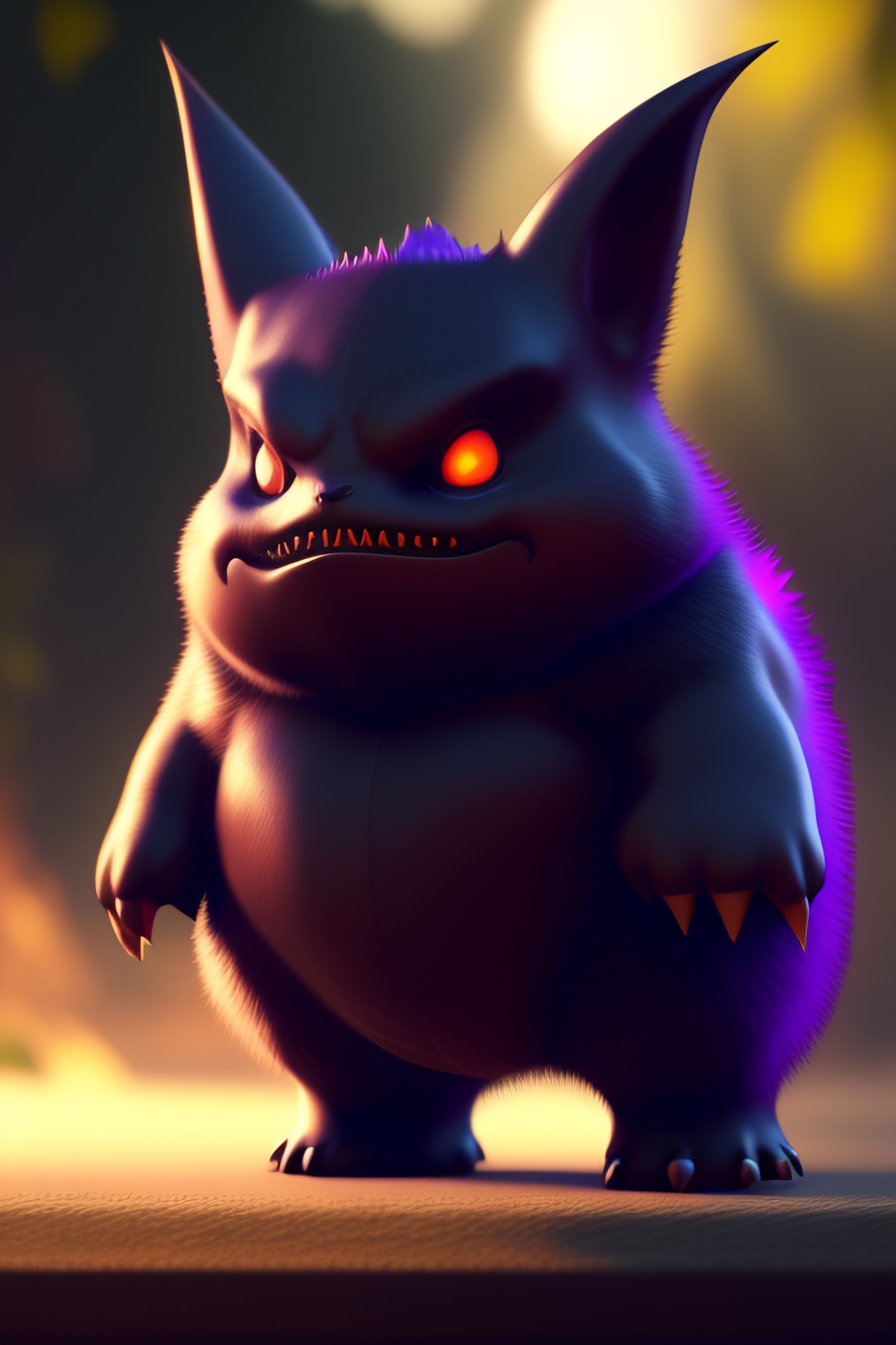 Lexica Super Realistic Gengar Is A Dark Purple Bipedal Pok mon With