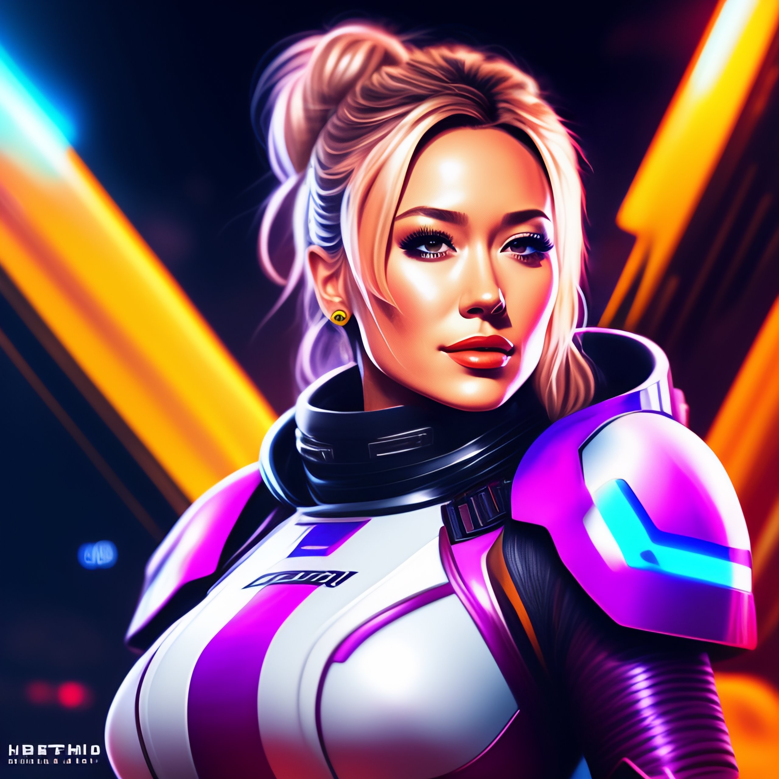 Lexica - Hillary Duff as spacefighter cyborg ,style of Jason Brooks ...