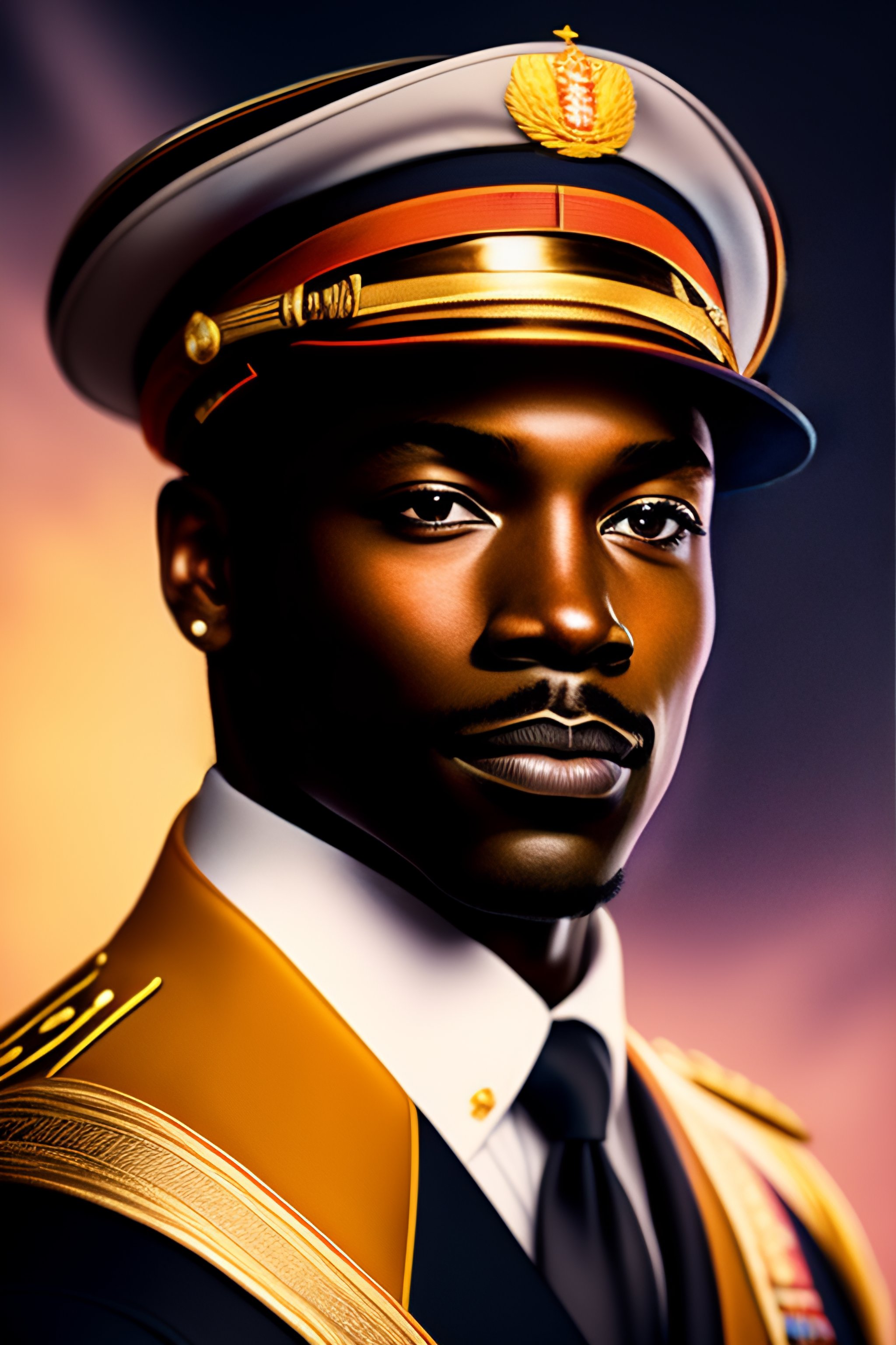 Lexica - Portrait of a handsome young black airline pilot