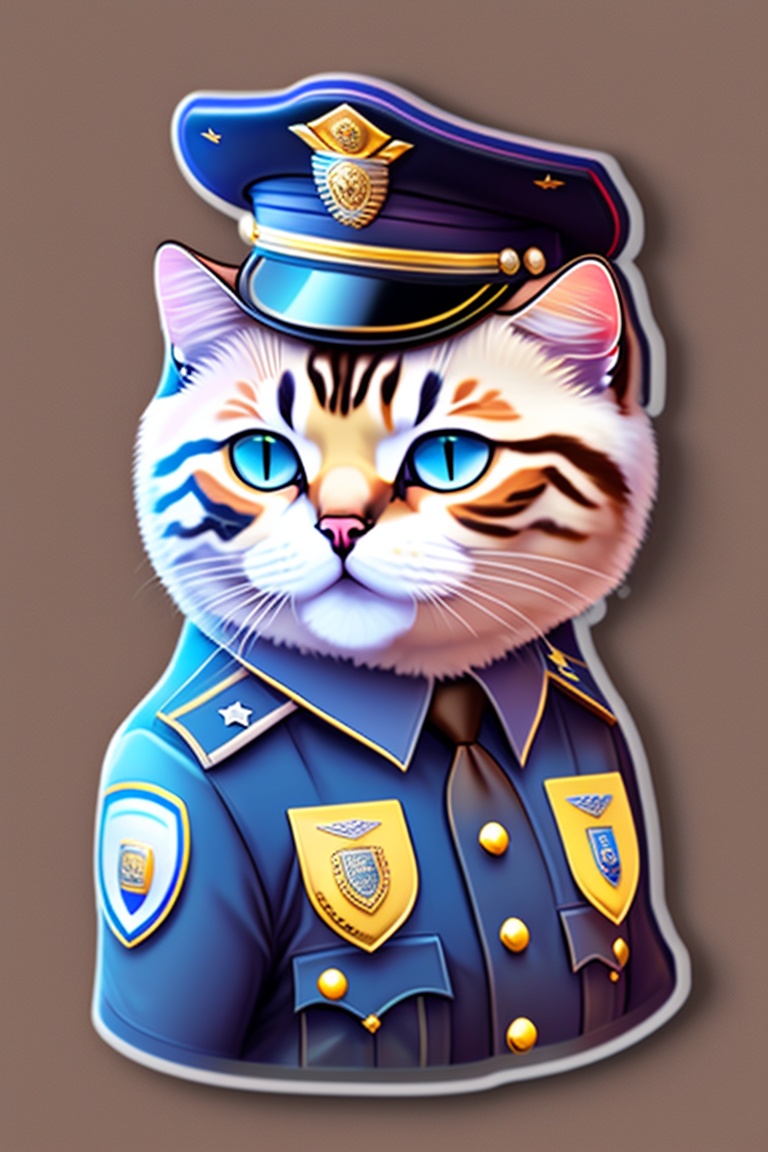 Lexica - Cat, police officer,sticker
