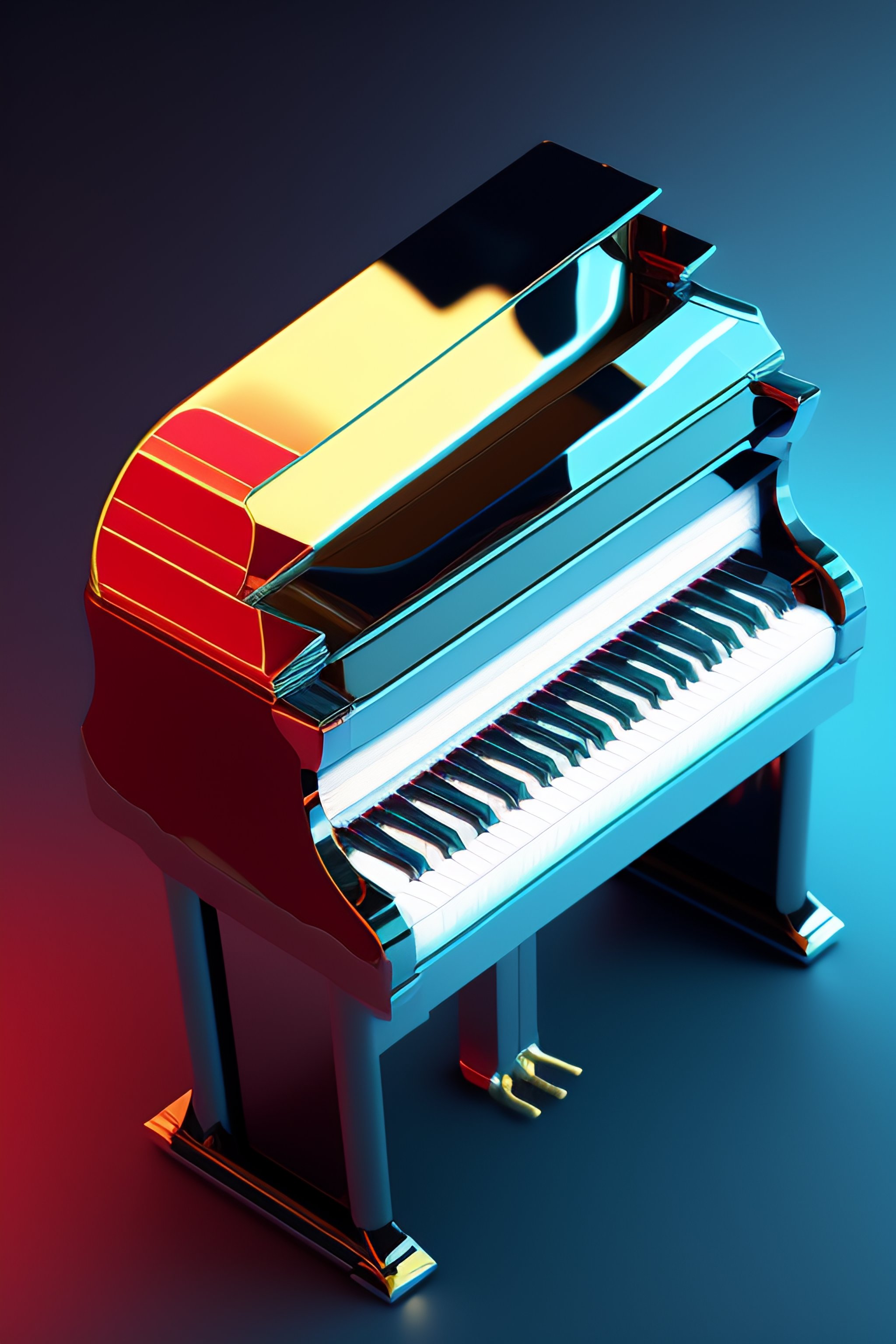 Lexica - Piano synthesizer, 3d isometric rendering, ambient occlusion ...