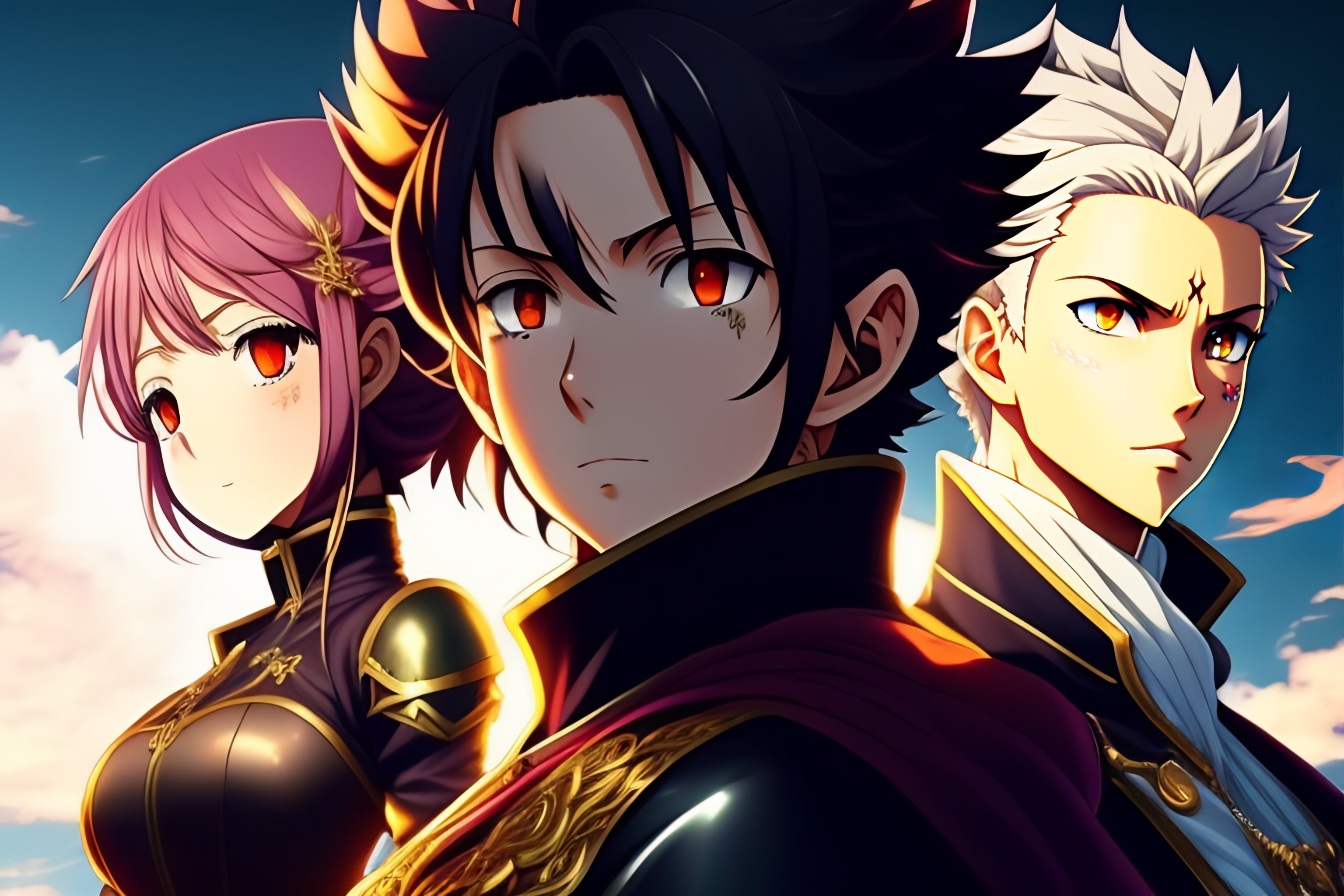 Lexica - Large anime background, realistic, male and female royal ...