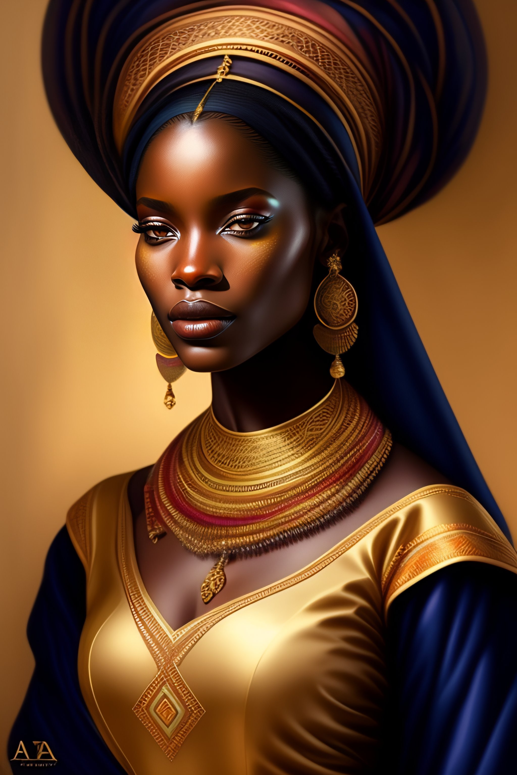 Lexica - A painting depicting a beautiful African lady in 19th century African clothing by ...