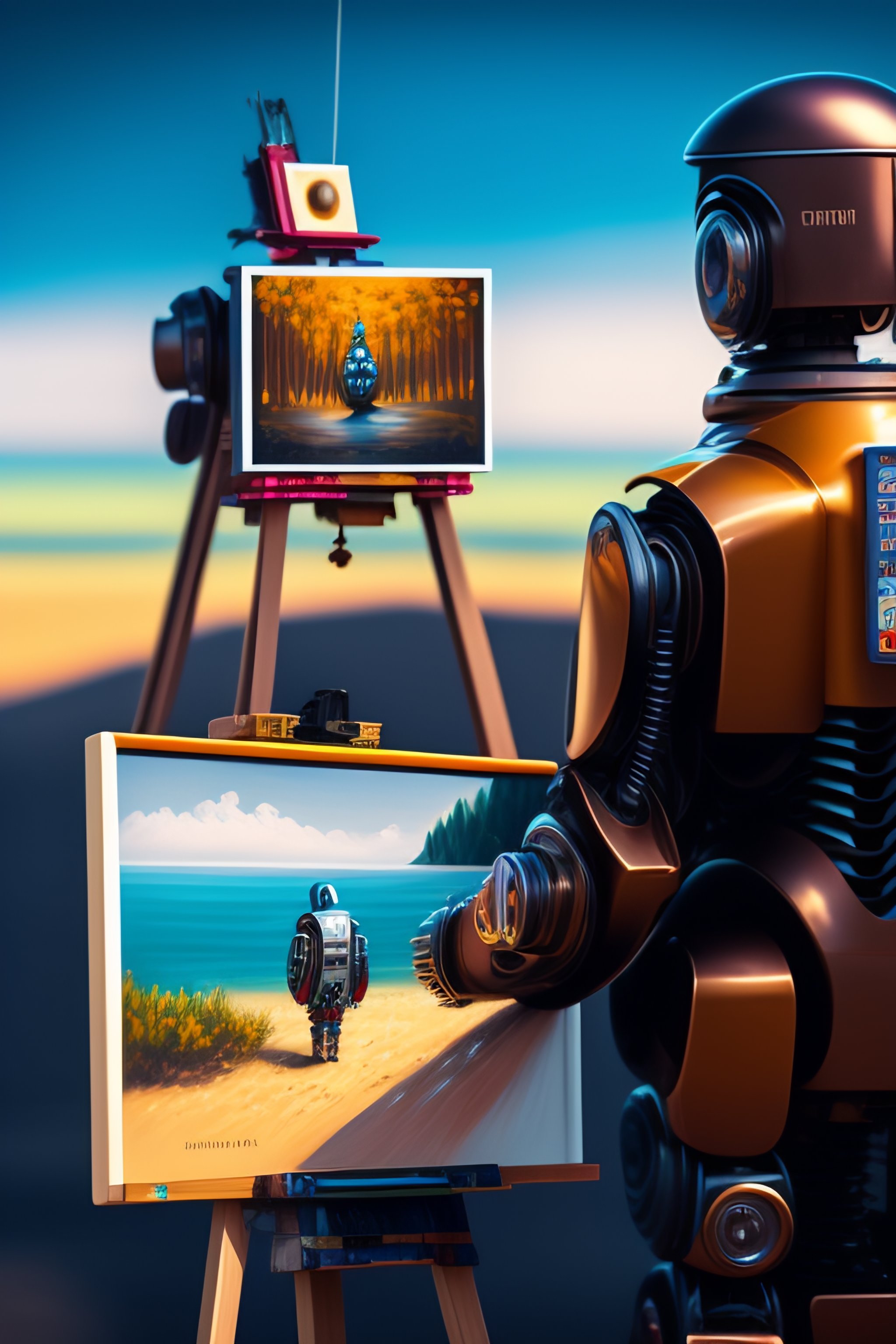 Lexica - A robot painting a picture of another robot painting a picture ...