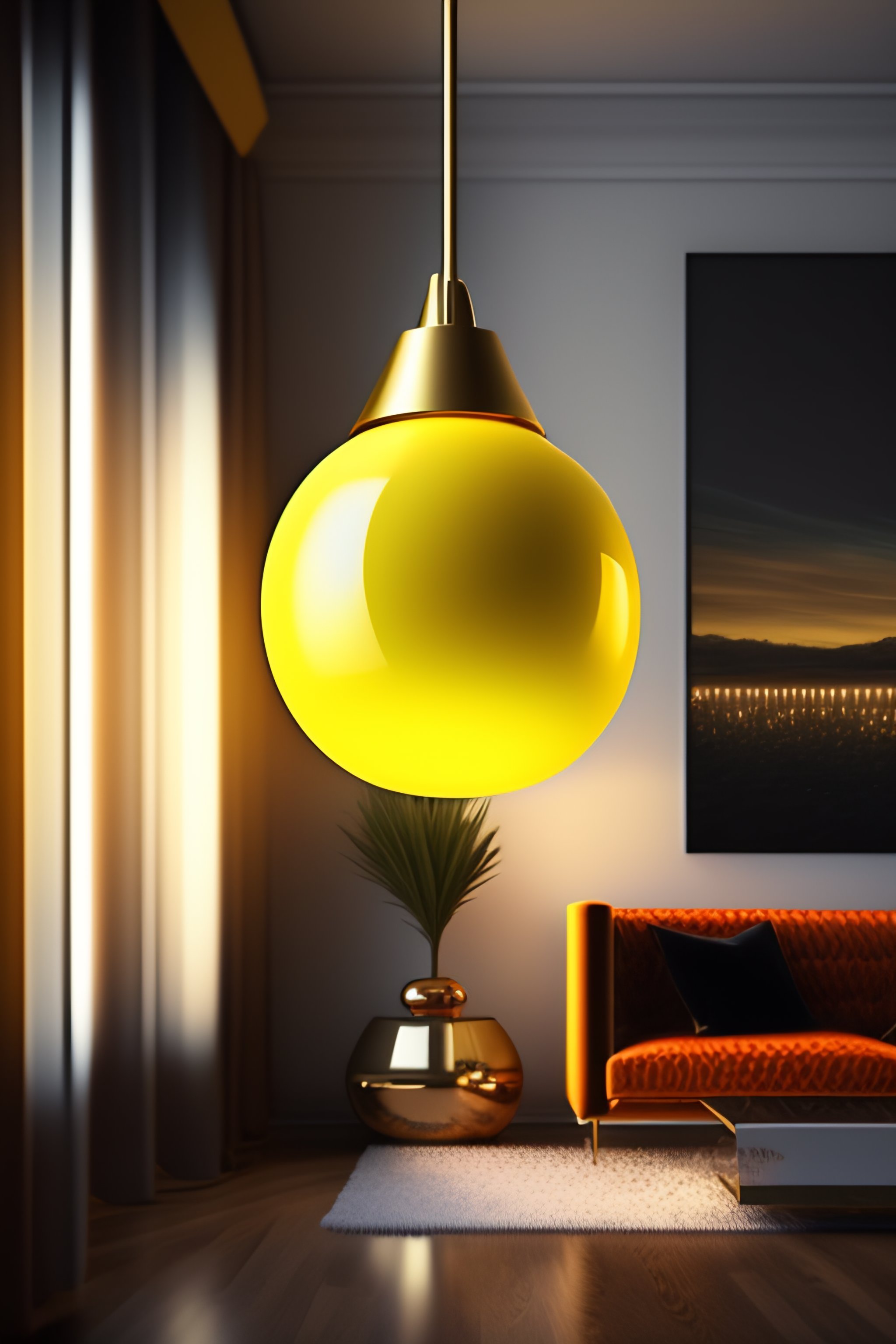 Lexica - A large lamp placed in a large living room, art designers ...