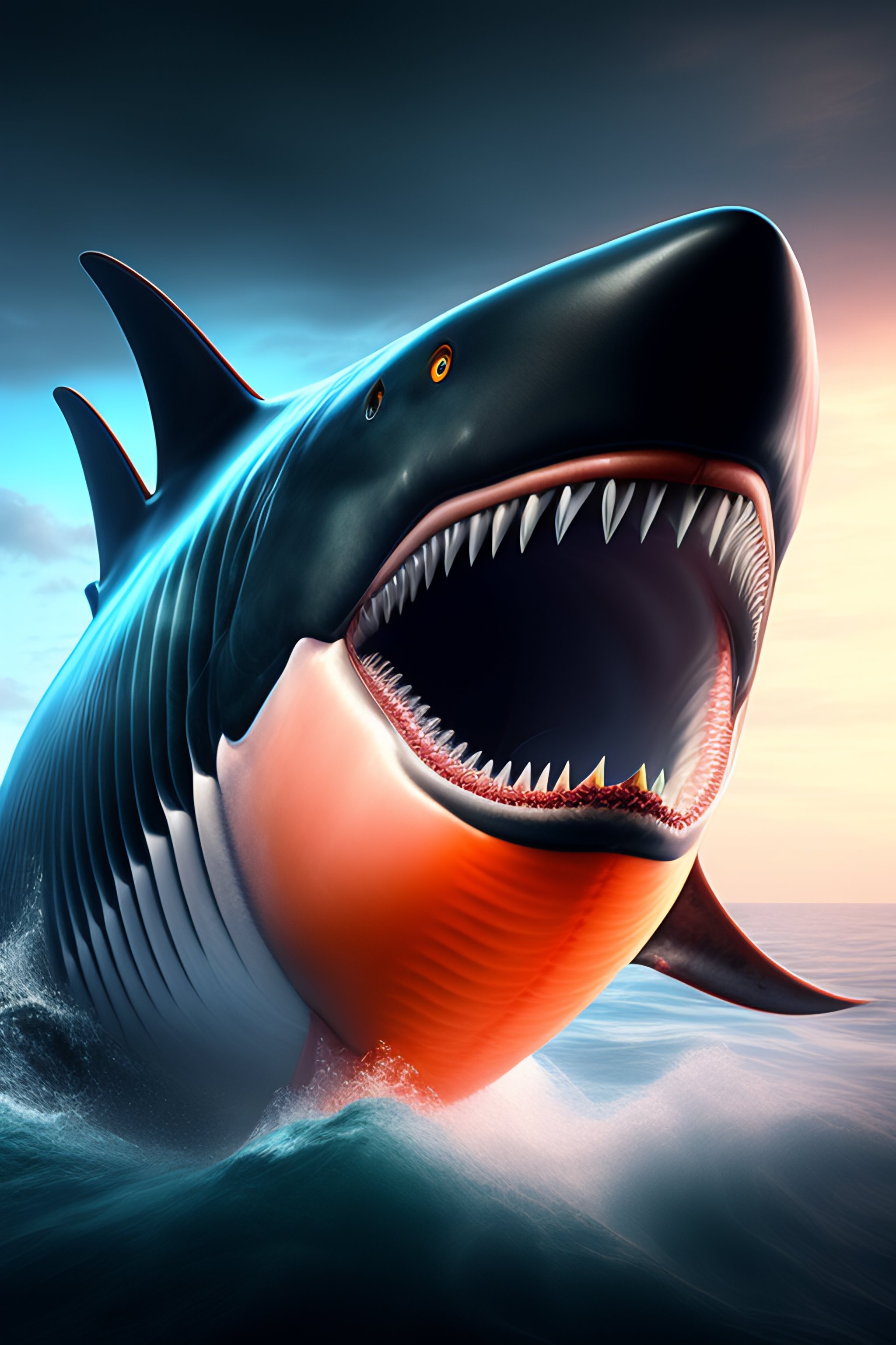 Lexica - Carcharodon megalodon in deep sea, unreal engine, hyperealistic, 8k, dynamic lighting
