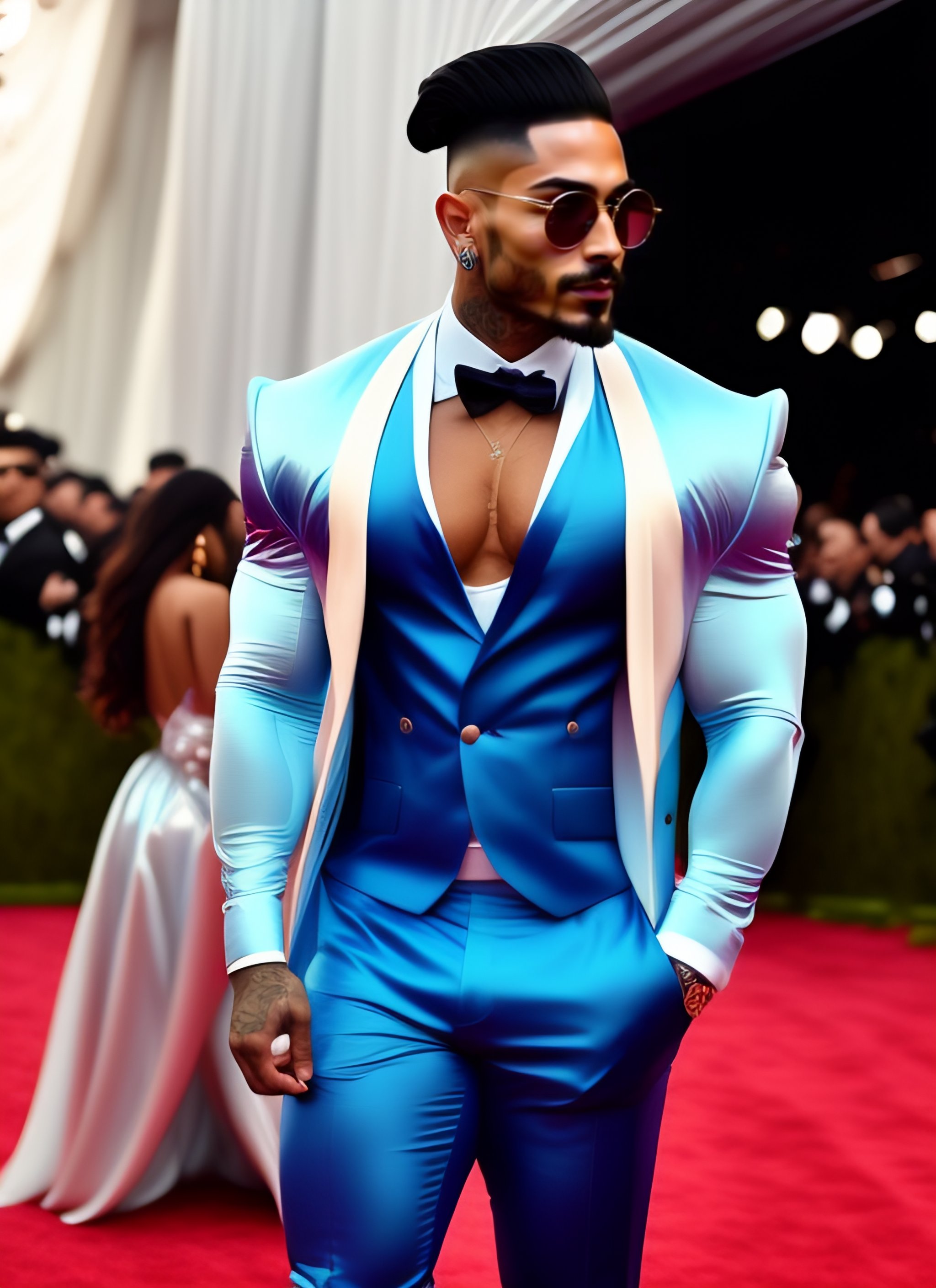 Lexica - Fit Maluma wearing a tight Cinderella dress