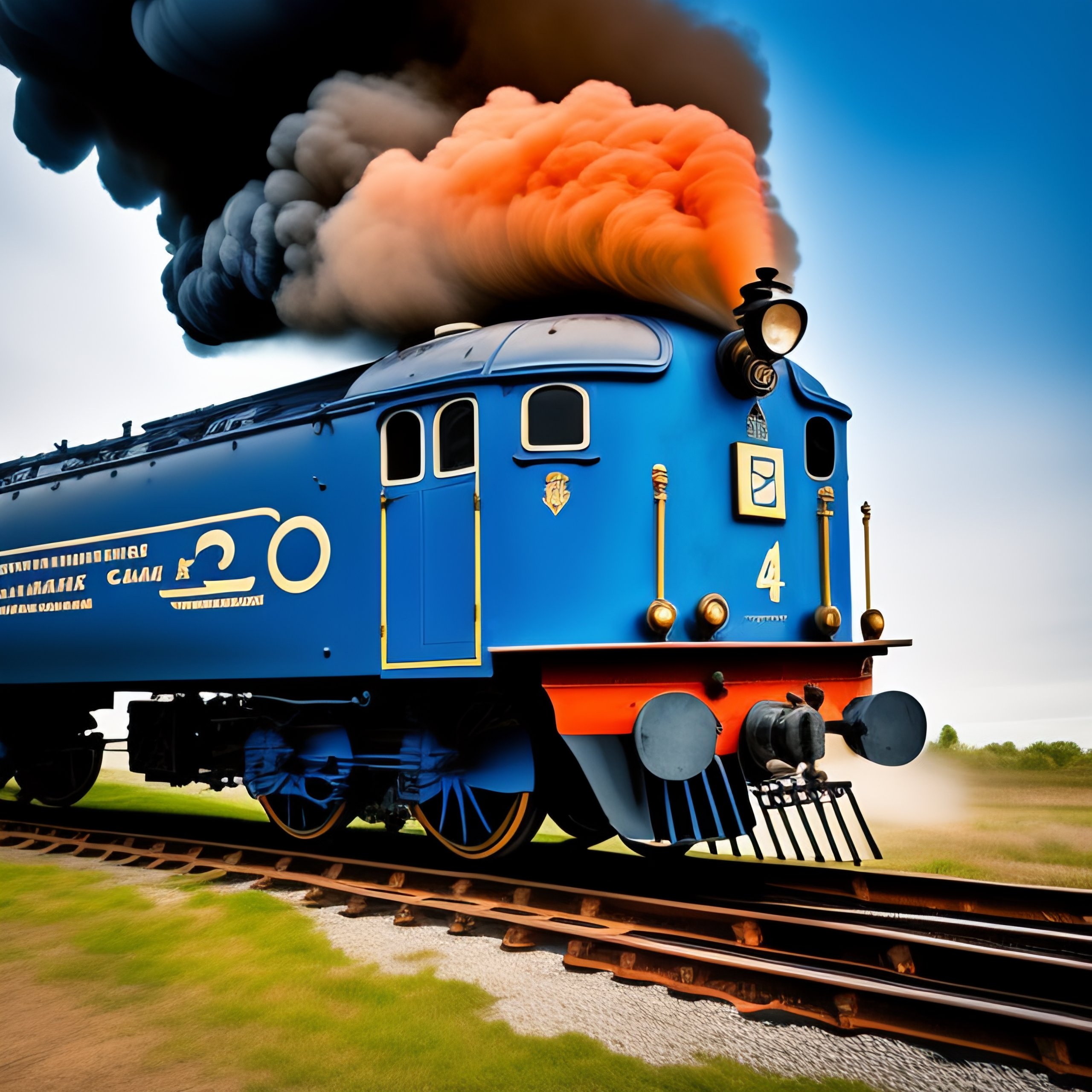 Lexica - Cartoon blue locomotive with smoke coming out of its chimney ...
