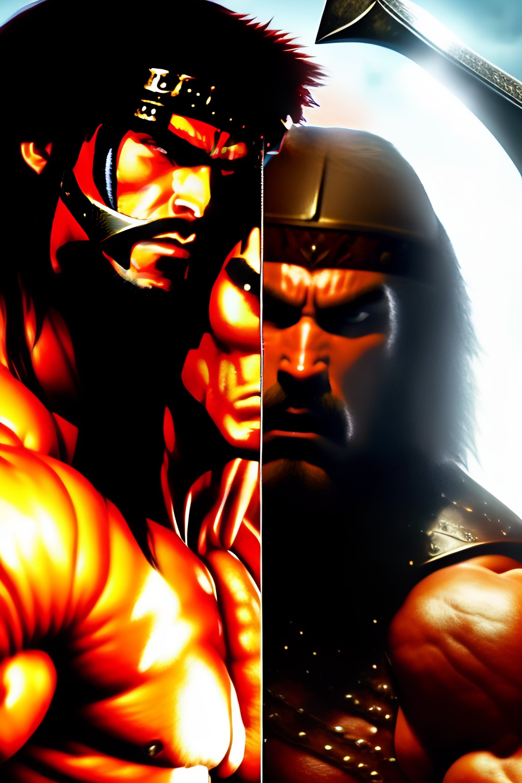 Lexica - The fight between Conan the Barbarian and guy from Berserk is ...