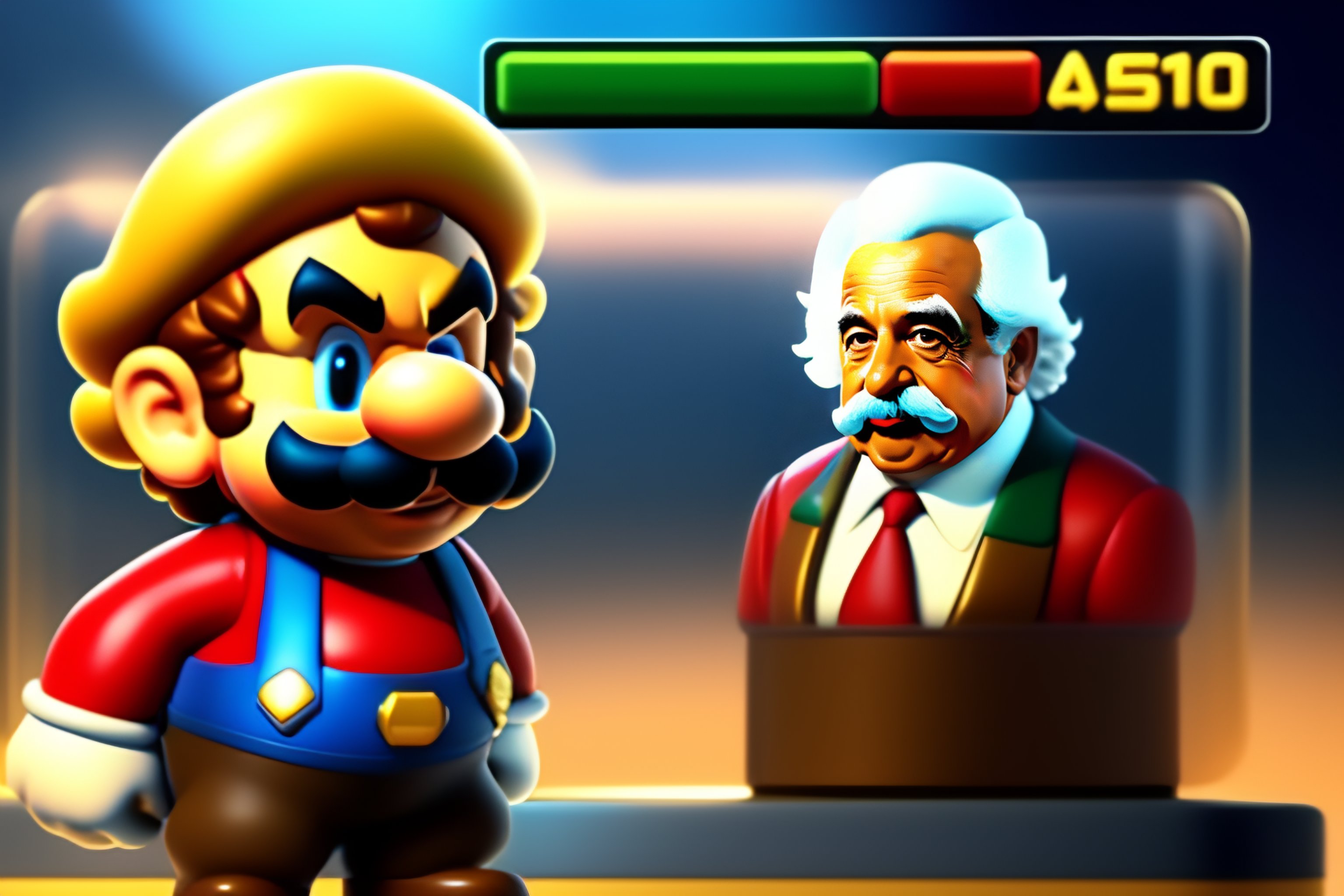 Lexica - Portrait of Albert Einstein in super mario game