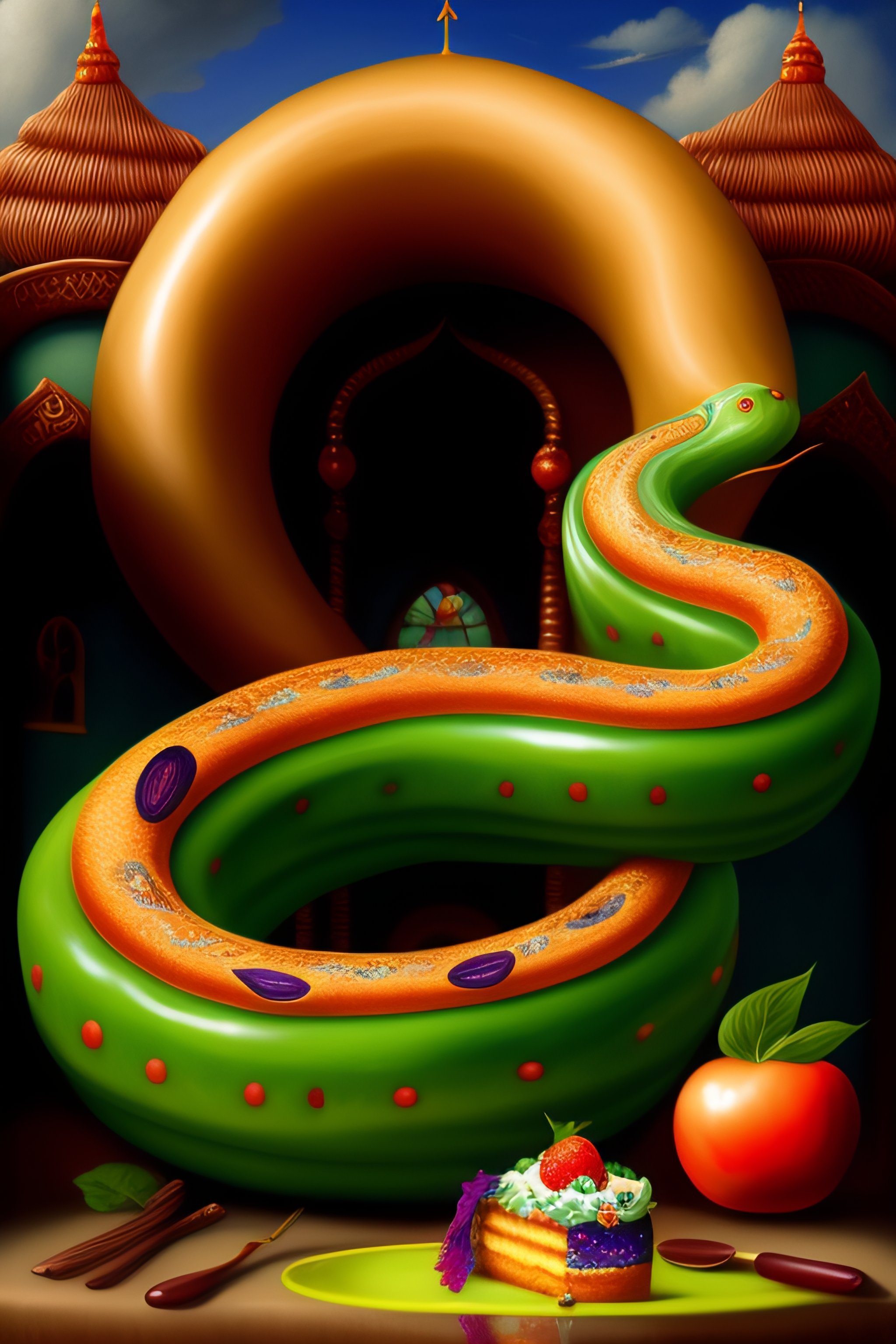 Lexica - Serpent eating cakes painted by hieronymus bosch, detailed ...