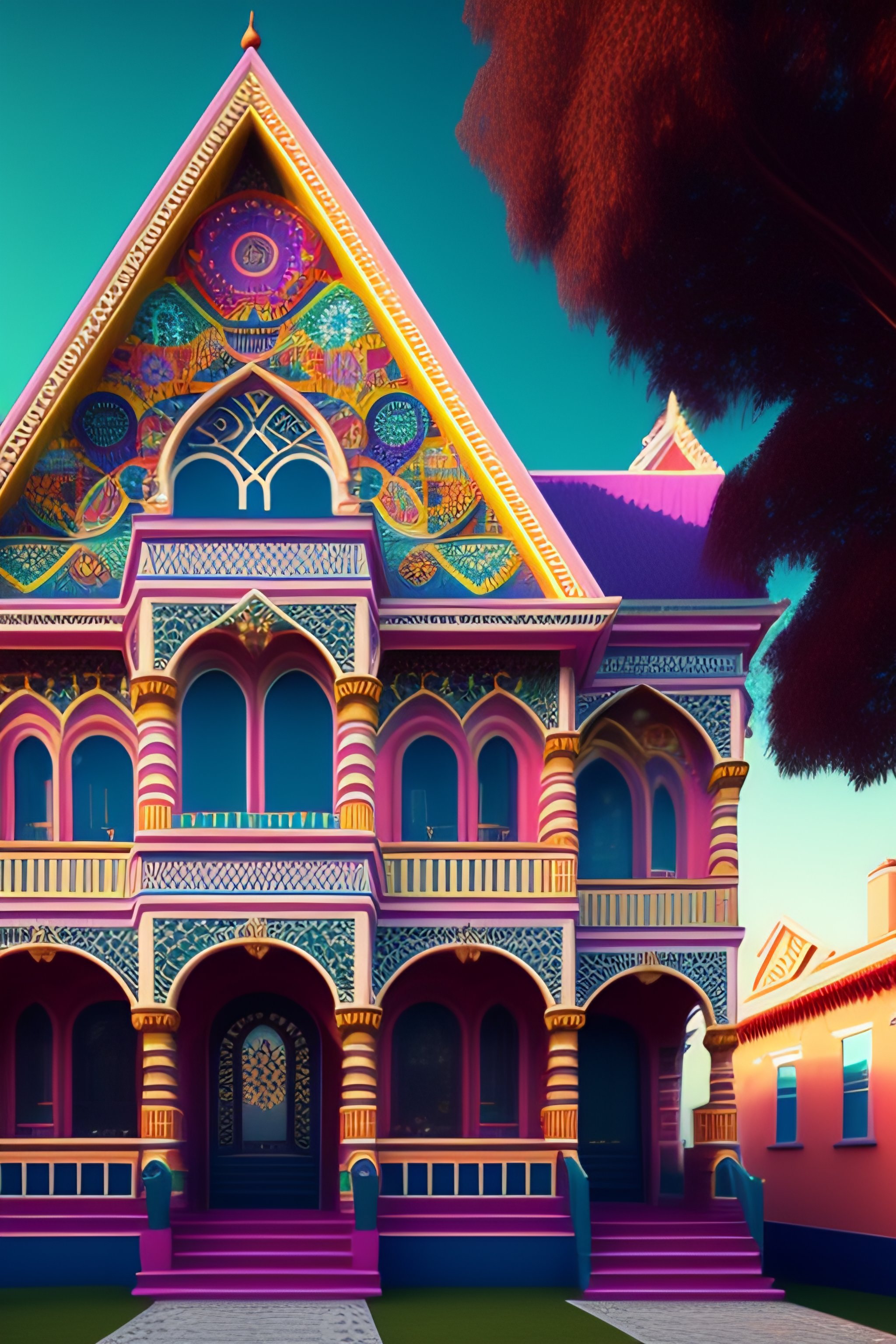 Lexica - The most psychedelic geometric patterned Victorian house ...