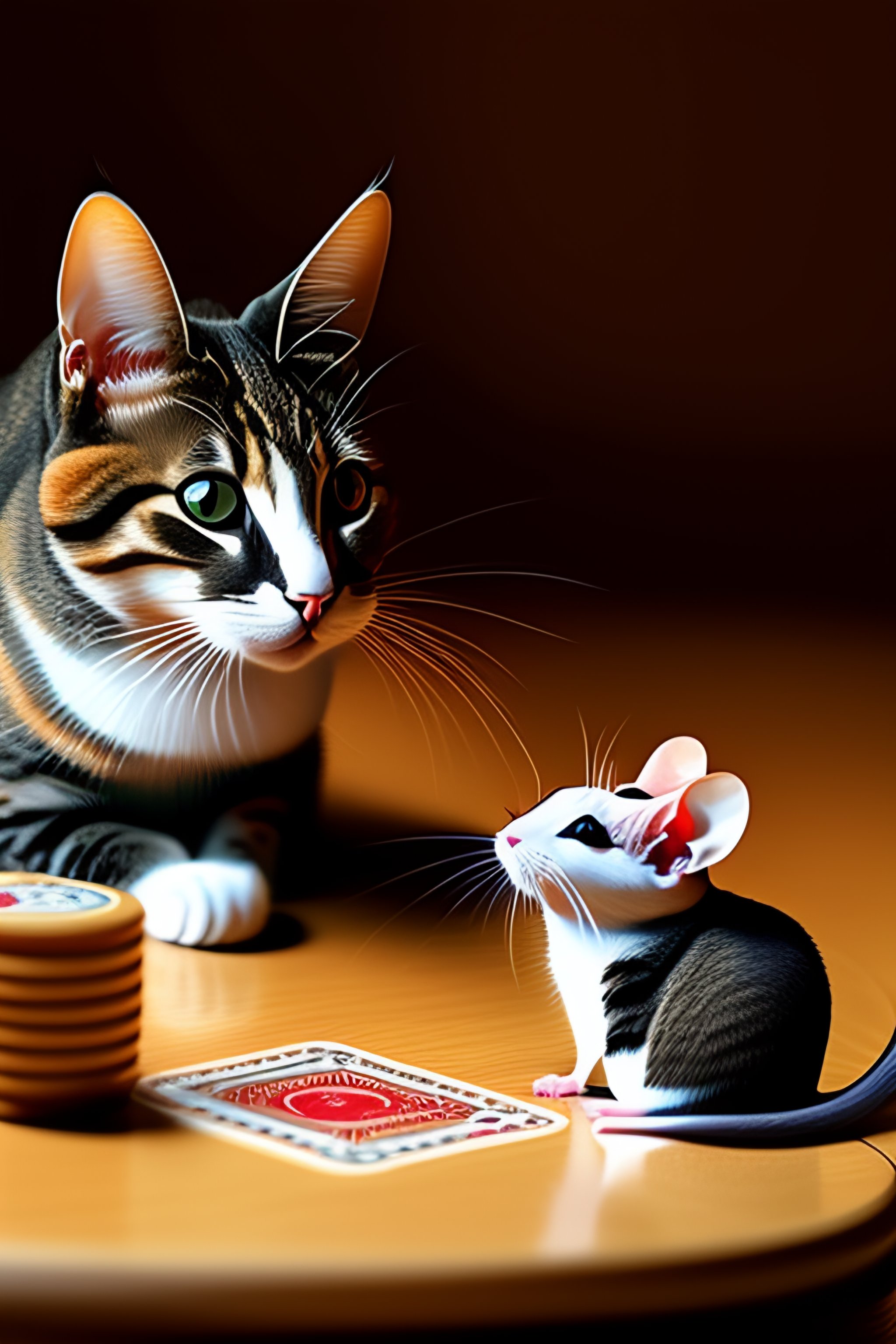 Lexica - Mice playing cards with a cat
