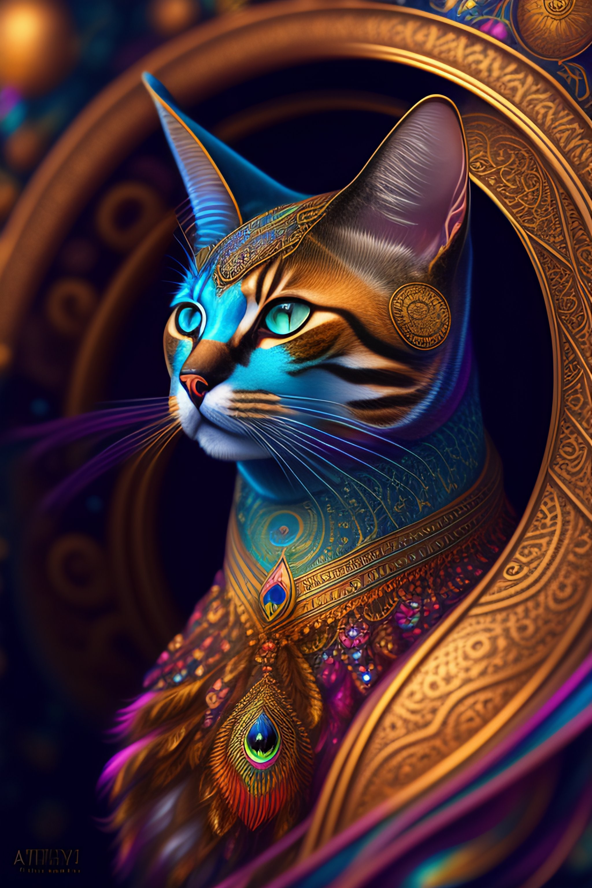 Lexica - Centered detailed portrait of a masked cat earing a venetian ...