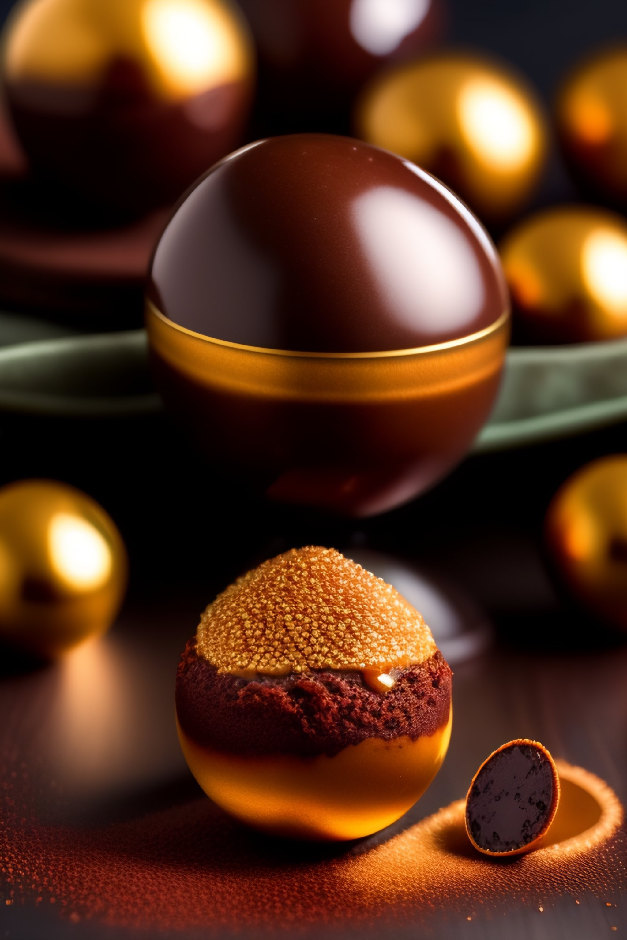 Lexica - A single Praline round ball covered with dark shiny chocolate ...