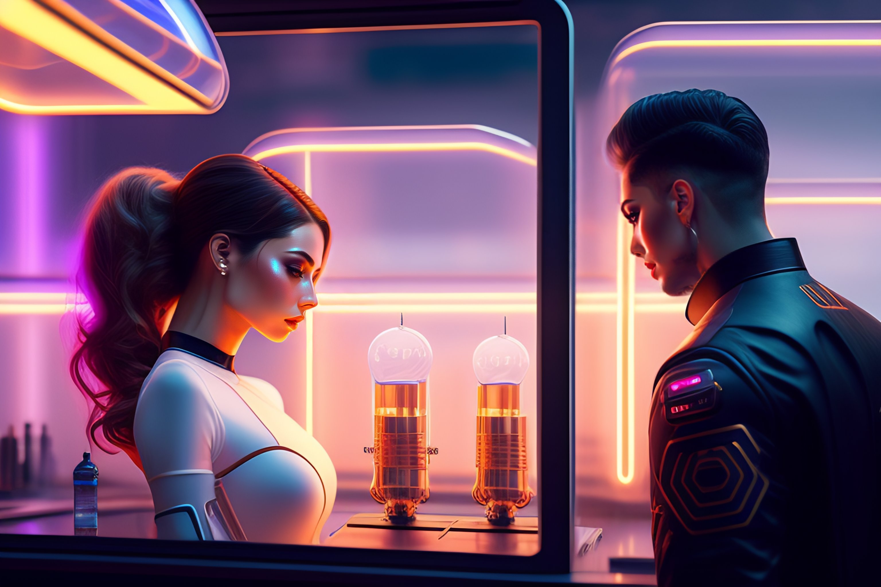 Lexica - Humans creating cyborgs in a sophisticated bio lab, specimens ...